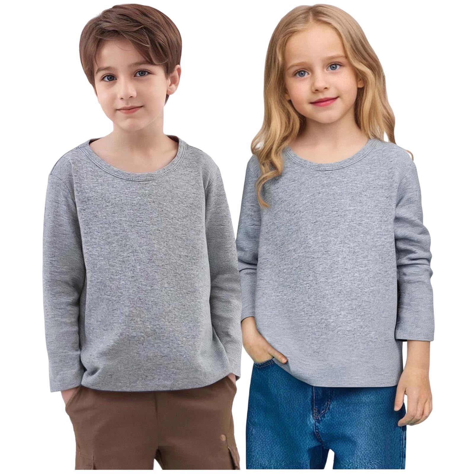 ATOGUTA Girls Long Sleeve Layering Tops Kids Basic Crewneck T-Shirts ...