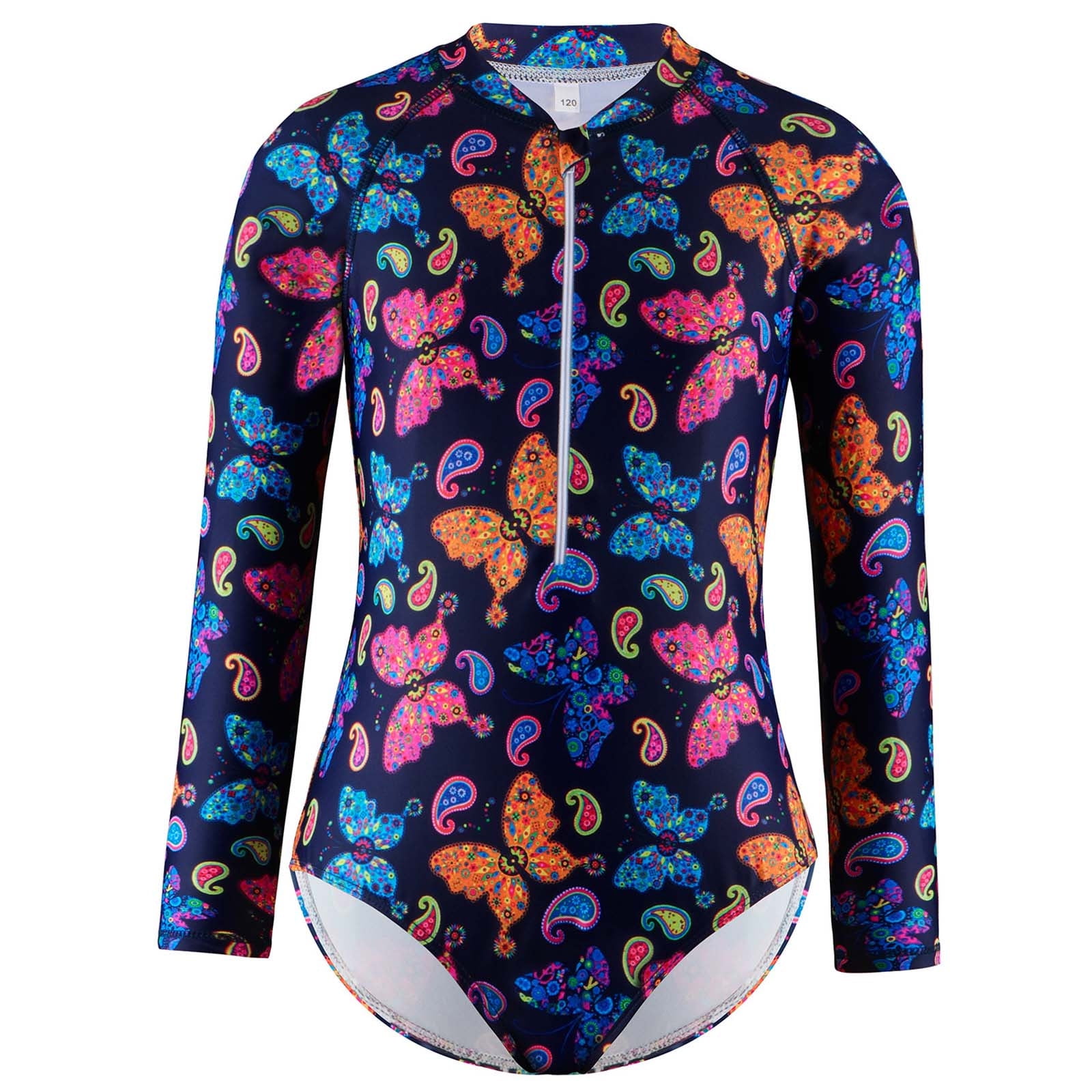 ATOGUTA Girls Long Sleeve Swimsuits One Piece Rash Guard Bathing Suit ...