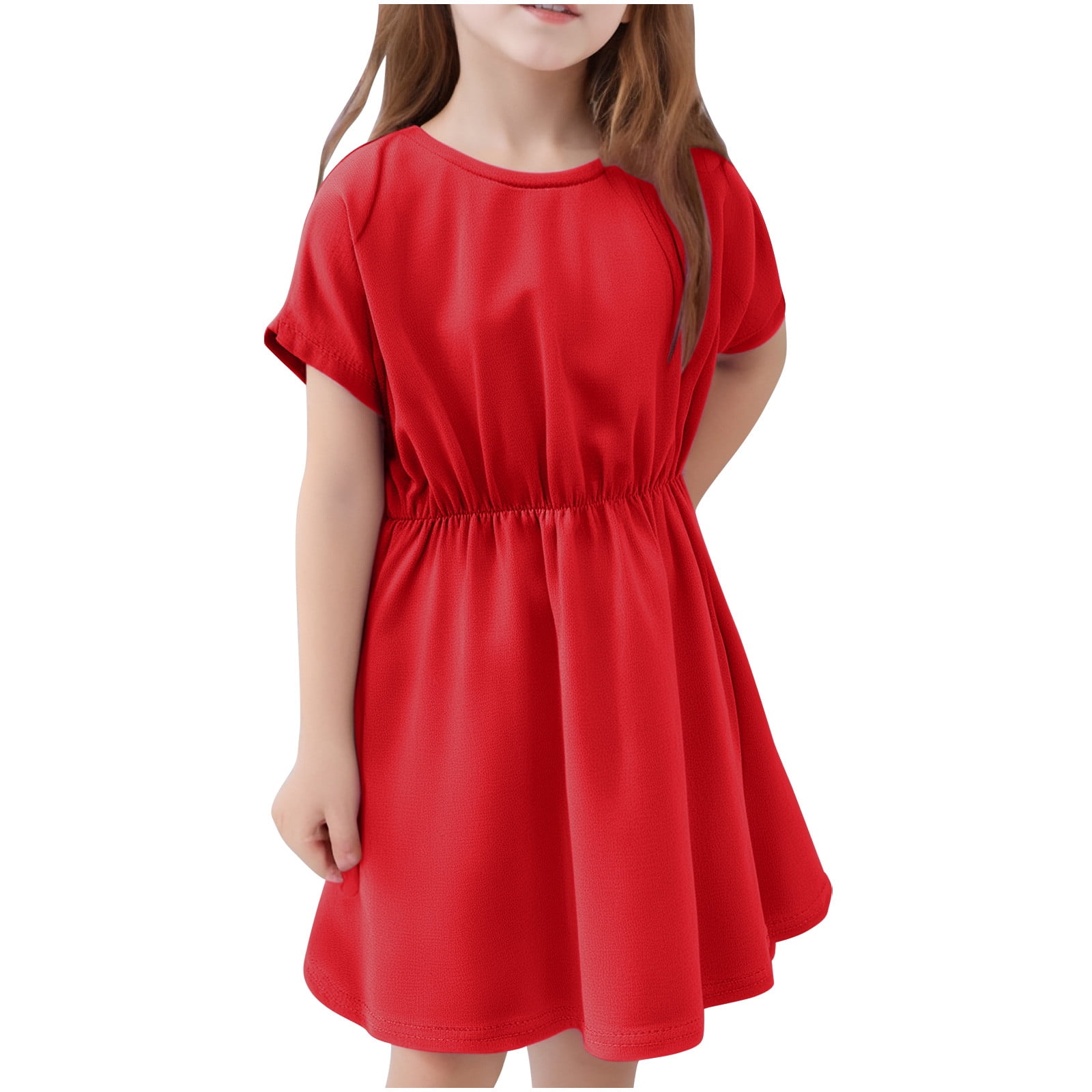 ATOGUTA Girls Midi Dress Short Sleeve A-line Summer Holiday Birthday ...