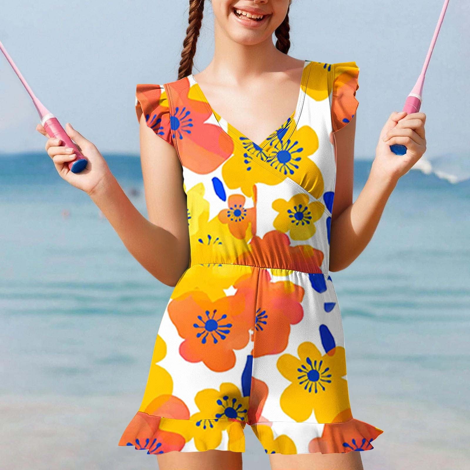 ATOGUTA Girls One Piece Swimsuit with Chest Padded Kid Water Sport ...