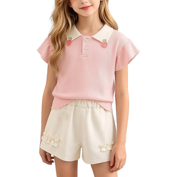 ATOGUTA Girls Outfit Short Sleeve Shirts Tops and Flare Pants 2 Piece ...
