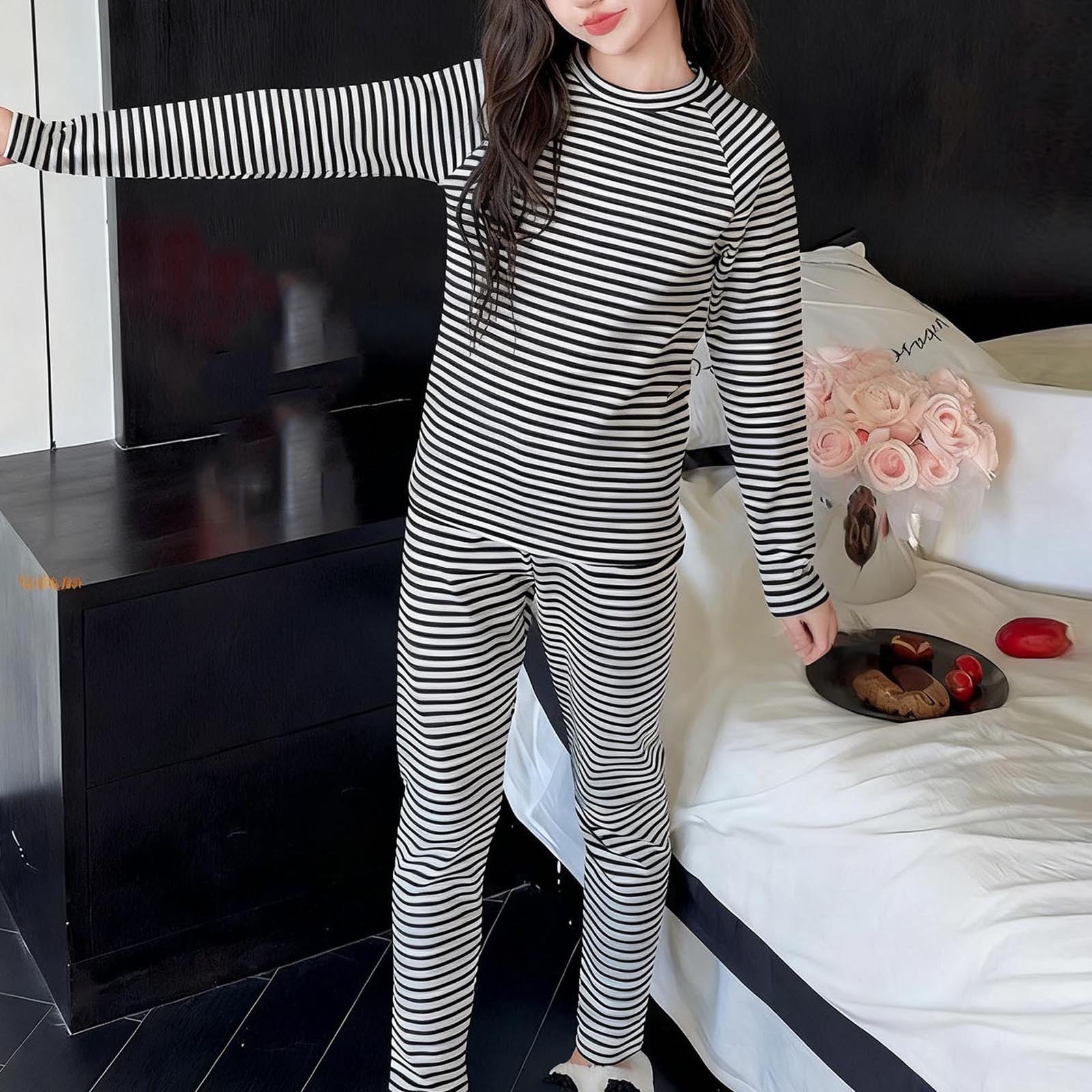 ATOGUTA Girls Pajamas Set Fleece Lined Long Johns Base Layer Top and ...