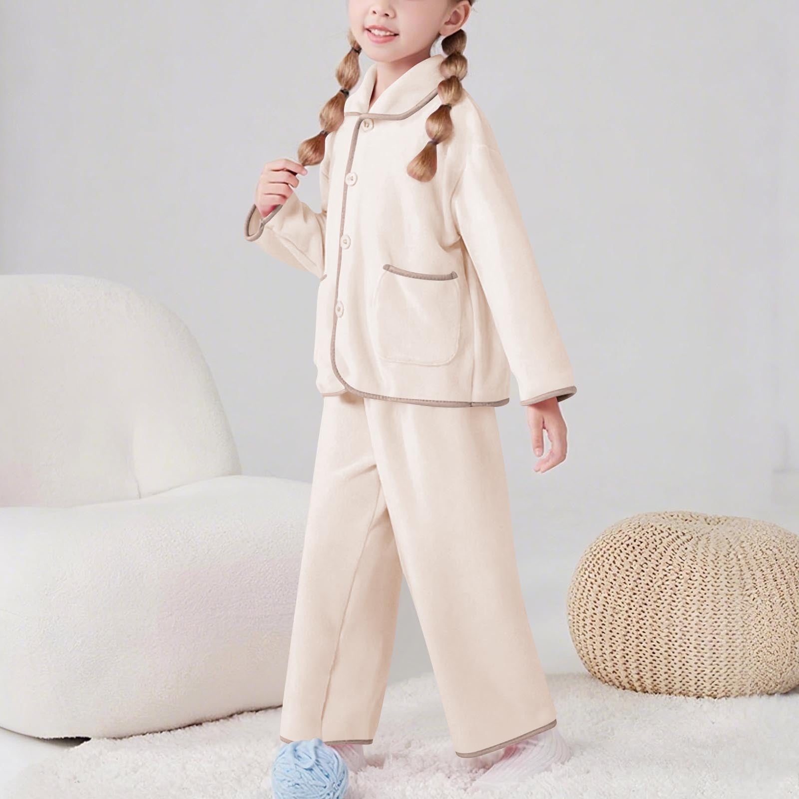 ATOGUTA Girls Pajamas Set Soft Long Sleeve Button-Down Sleepwear ...