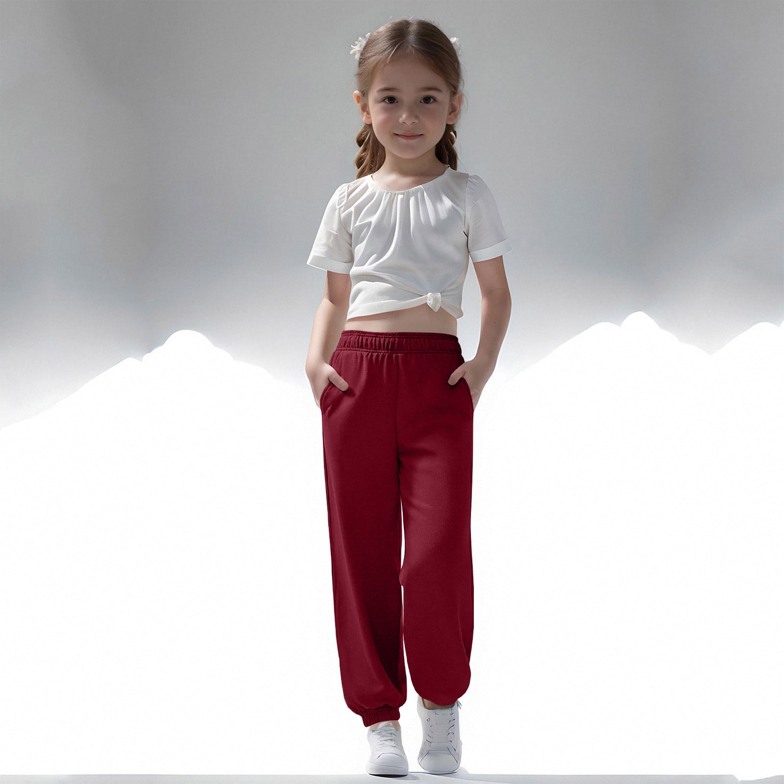 ATOGUTA Girls' Pants Active Joggers Soft Athletic Sweat Pants for Kids ...