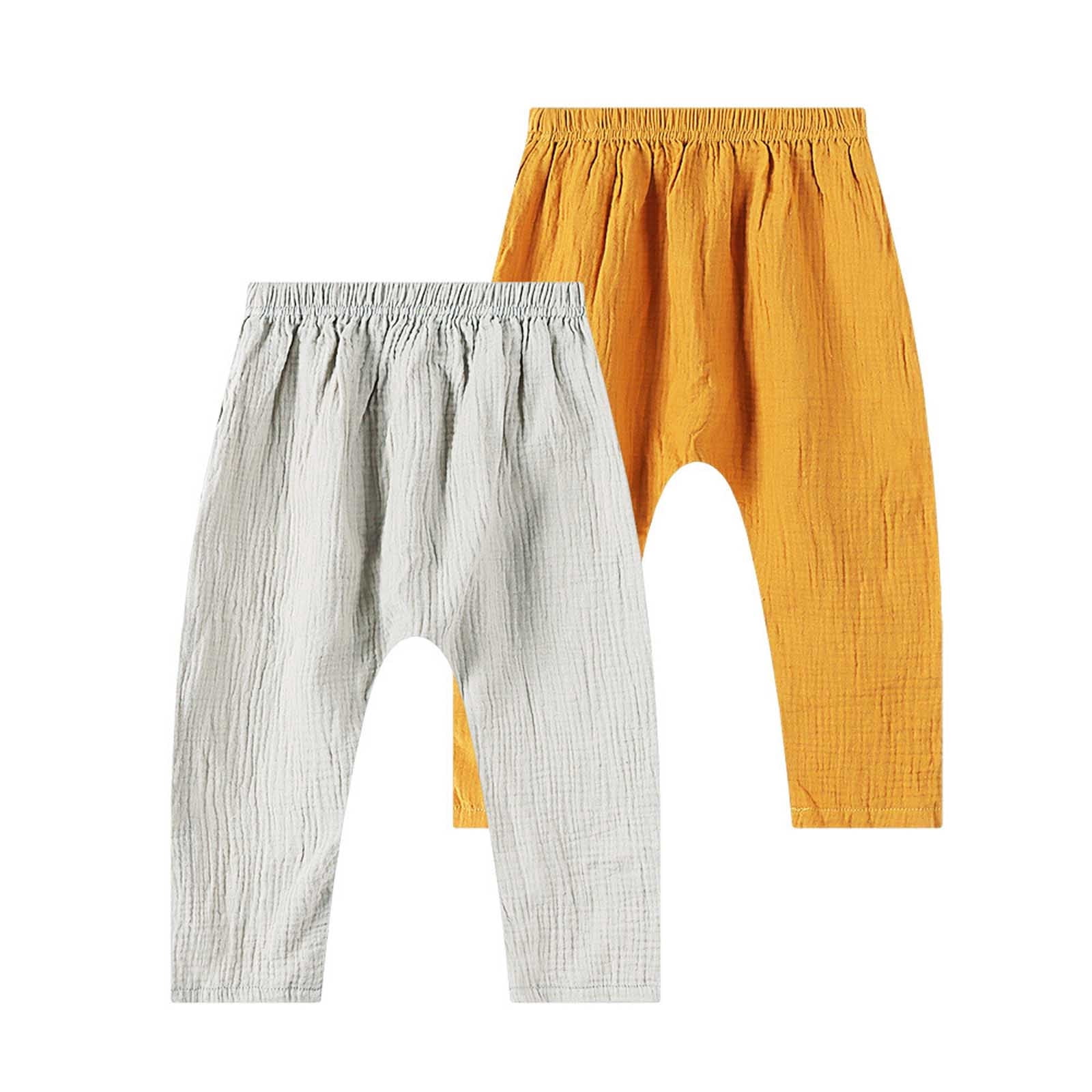 ATOGUTA Girls Pants Summer Loose Straight Leg Pants Elastic Waist ...