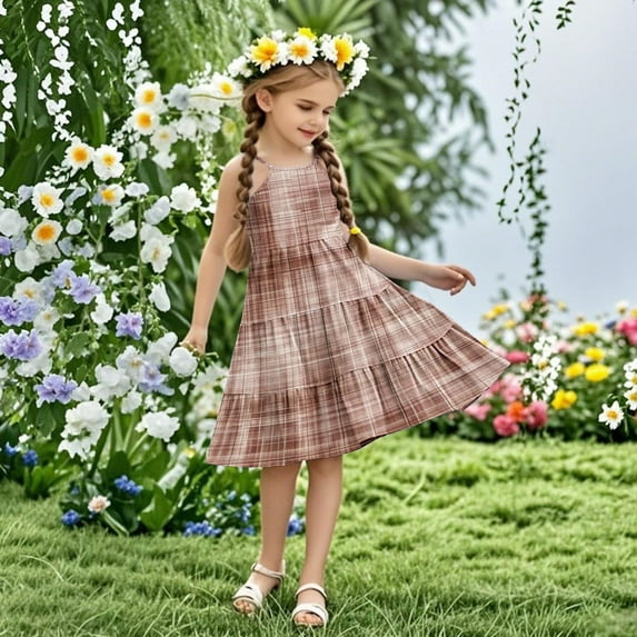 ATOGUTA Girls Party Dress Sleeveless Summer Tank Dress Kids Casual ...