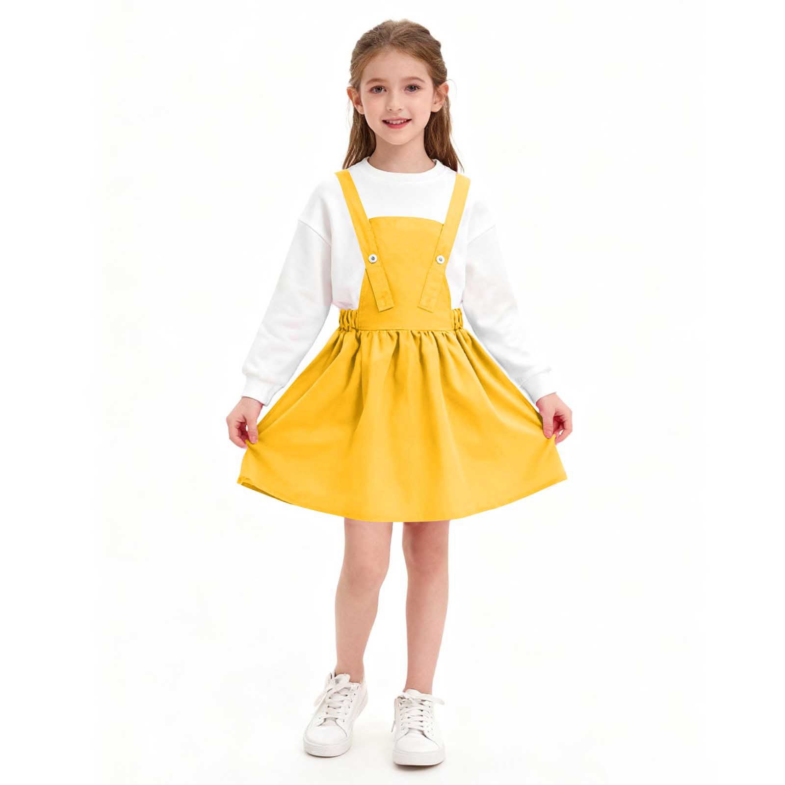 ATOGUTA Girls Pleated Skirt Kids Suspender Uniform Skort Elastic ...
