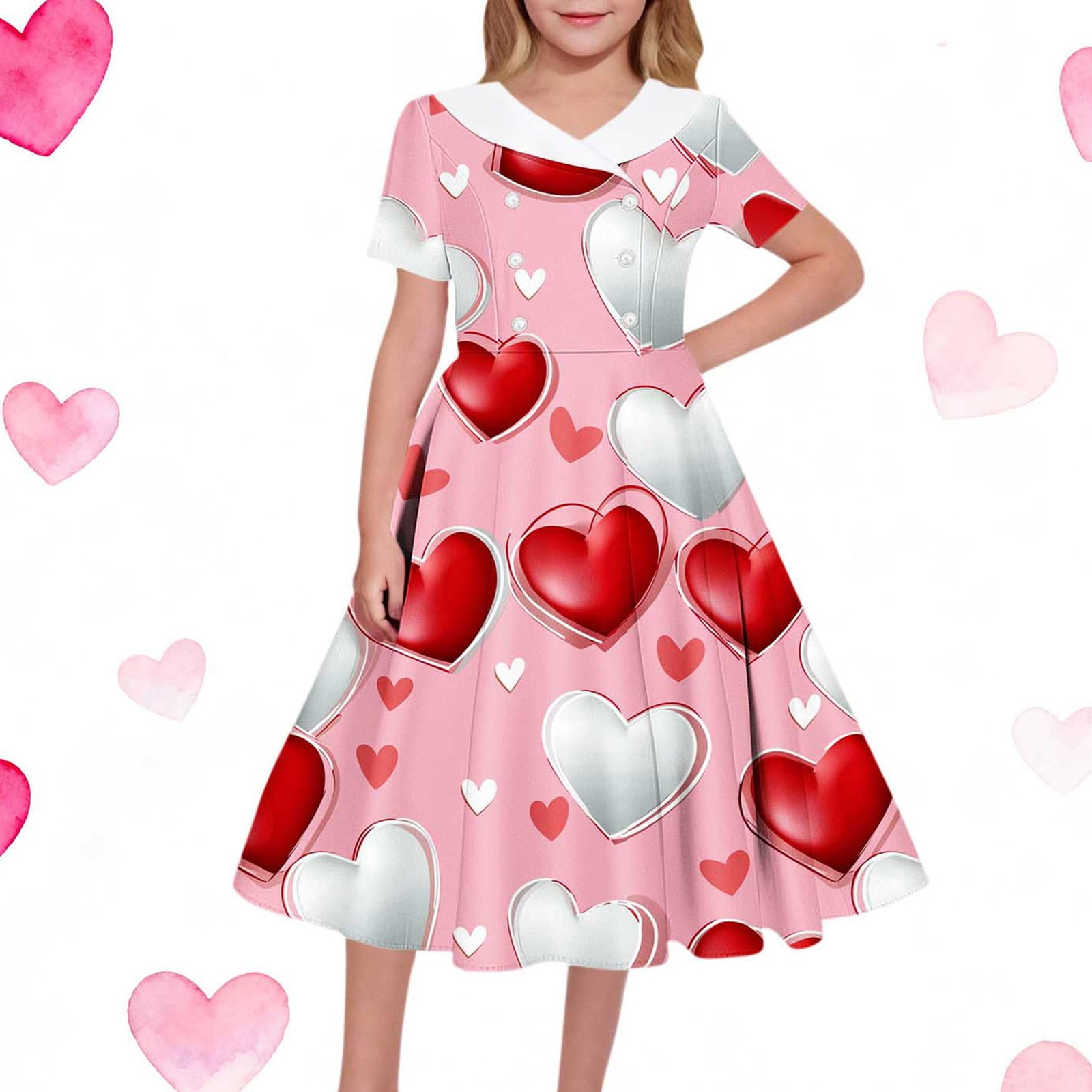 ATOGUTA Girls Princess Dress Peter Pan Collar Dress Clothes Kids Summer ...