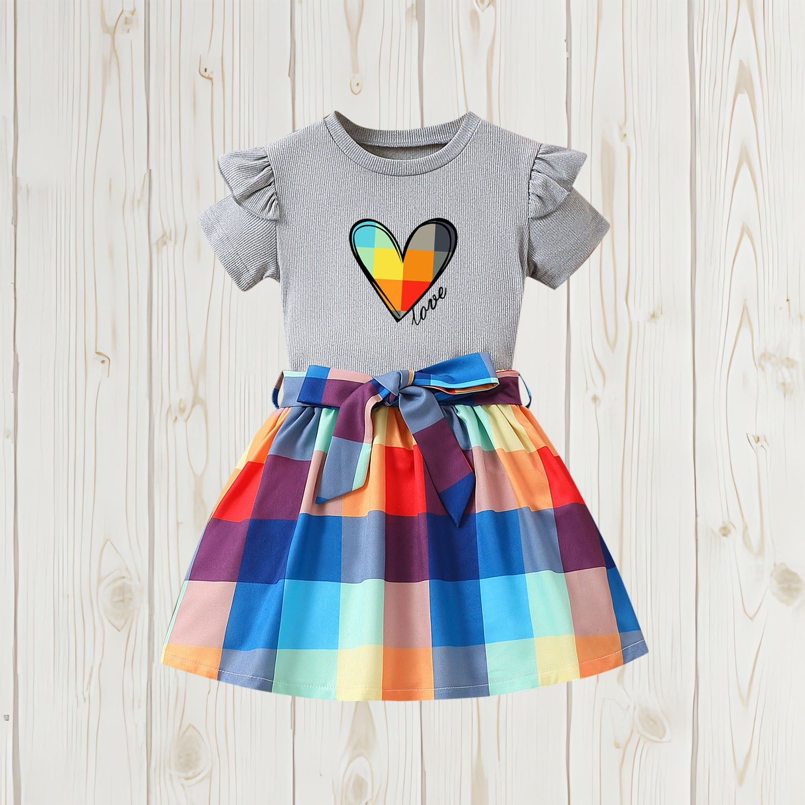 ATOGUTA Girls Princess Dress Sets Ruffle Top and A-Line Mini Skirt 2Pcs ...