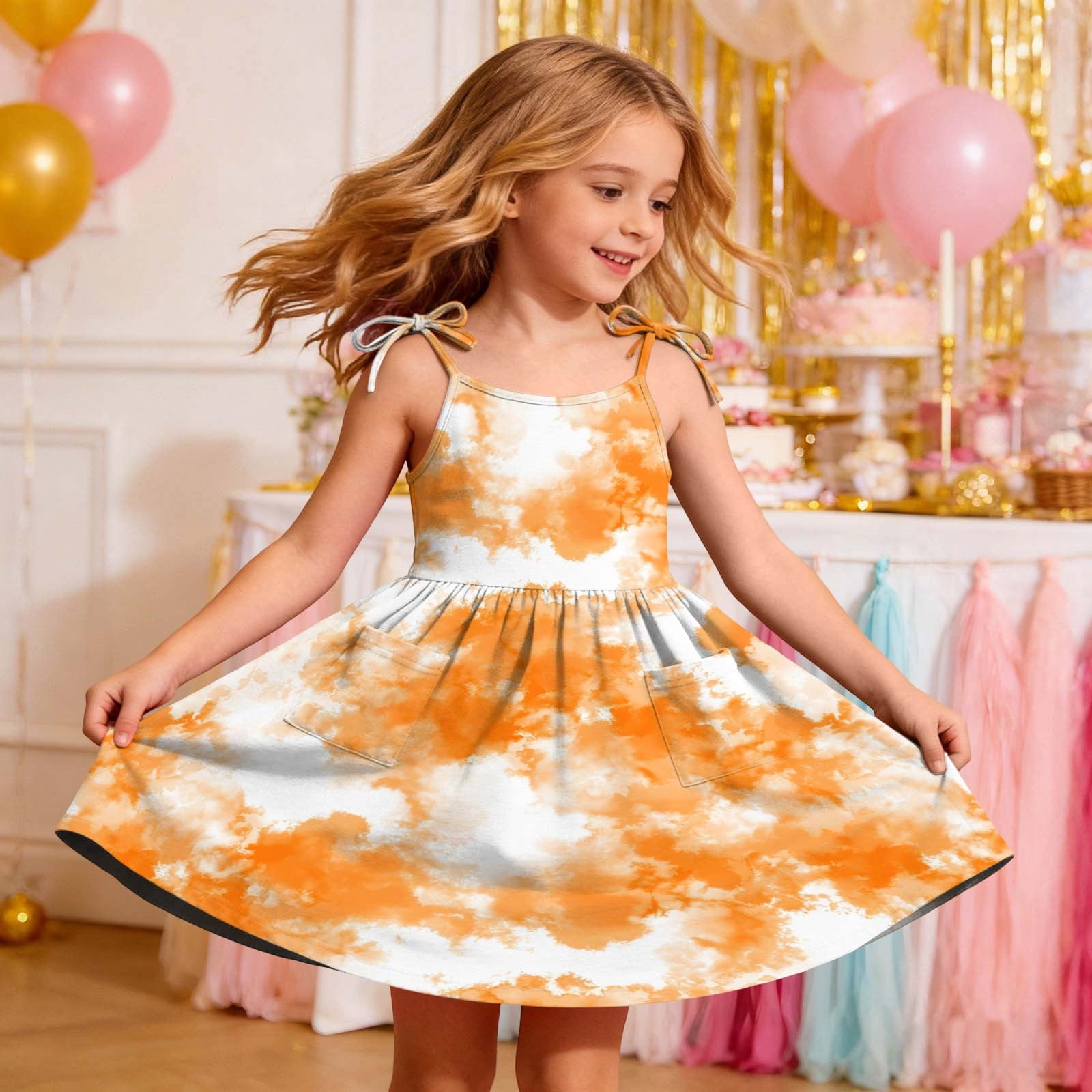 ATOGUTA Girls Princess Dress Spaghetti Strap A-line Sundress Casual ...