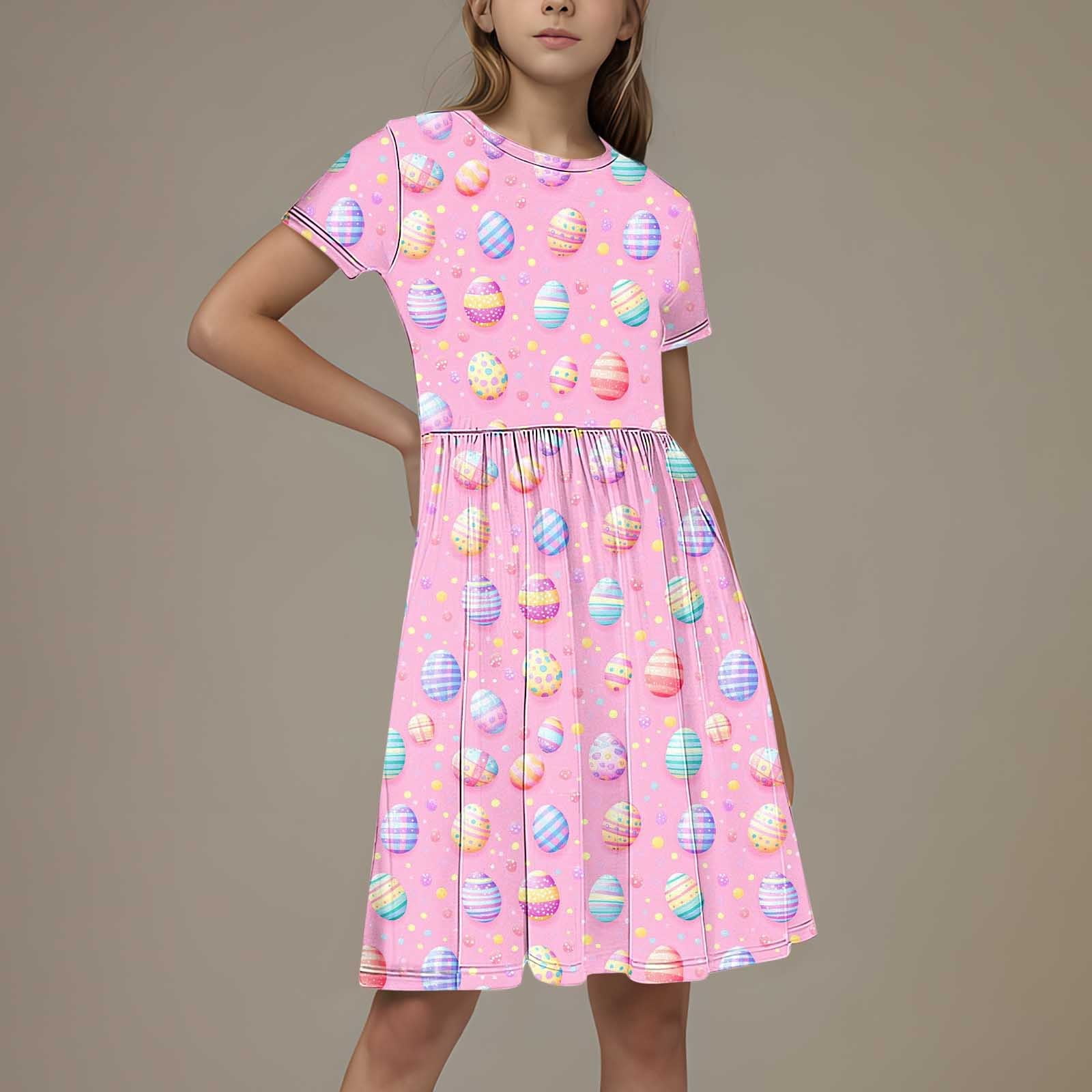 ATOGUTA Girls Prom Dresses Easter Short Sleeve Dresses Casual Party ...