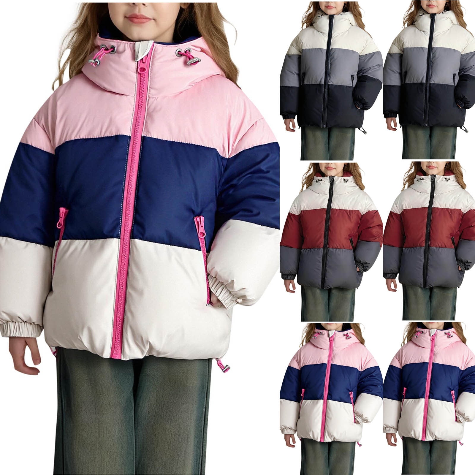 ATOGUTA Girls Puffer Jacket Quilted Puffer Jacket Warm Hooded Parka ...