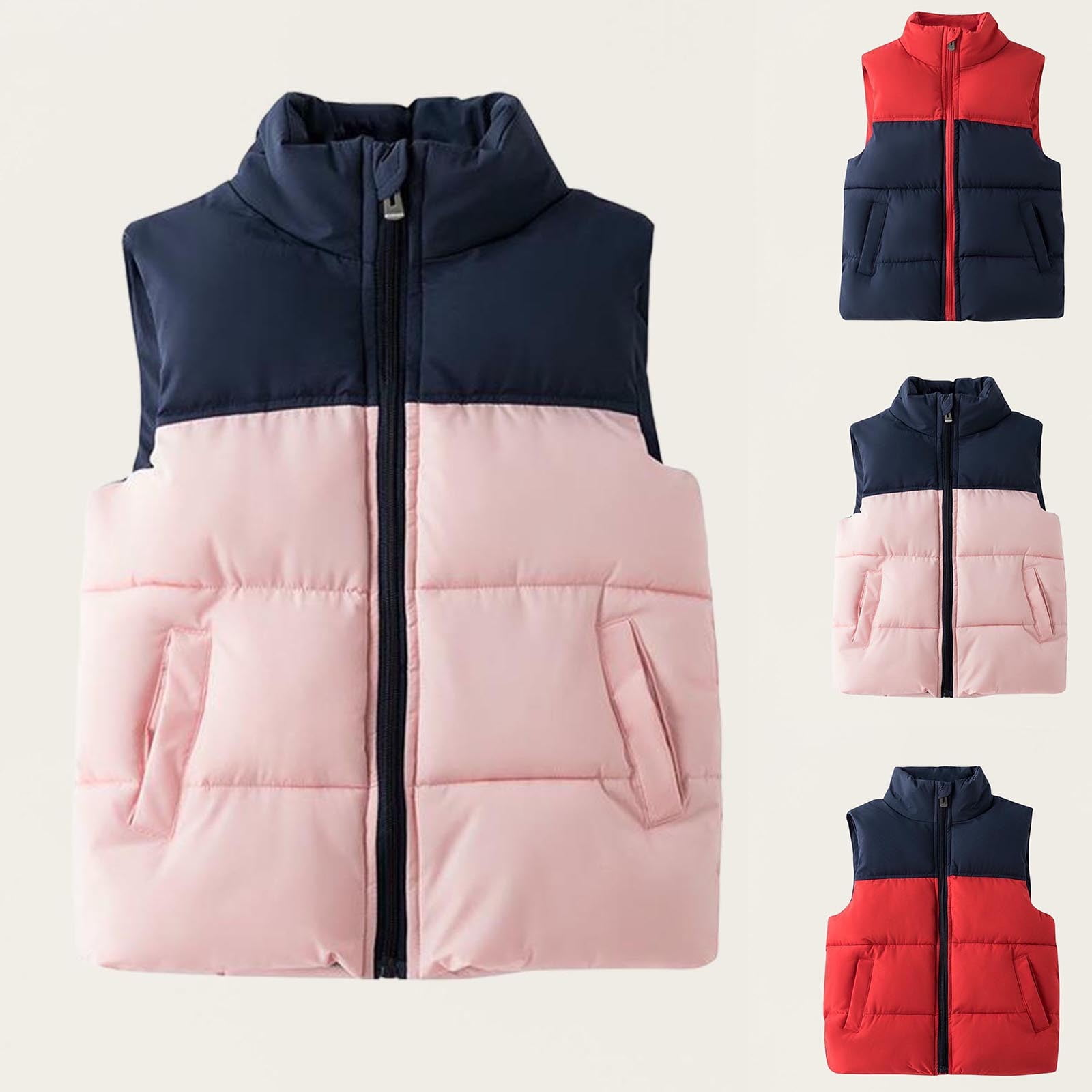 ATOGUTA Girls Puffer Vest Stand Collar Sleeveless Warm Jacket Cute ...