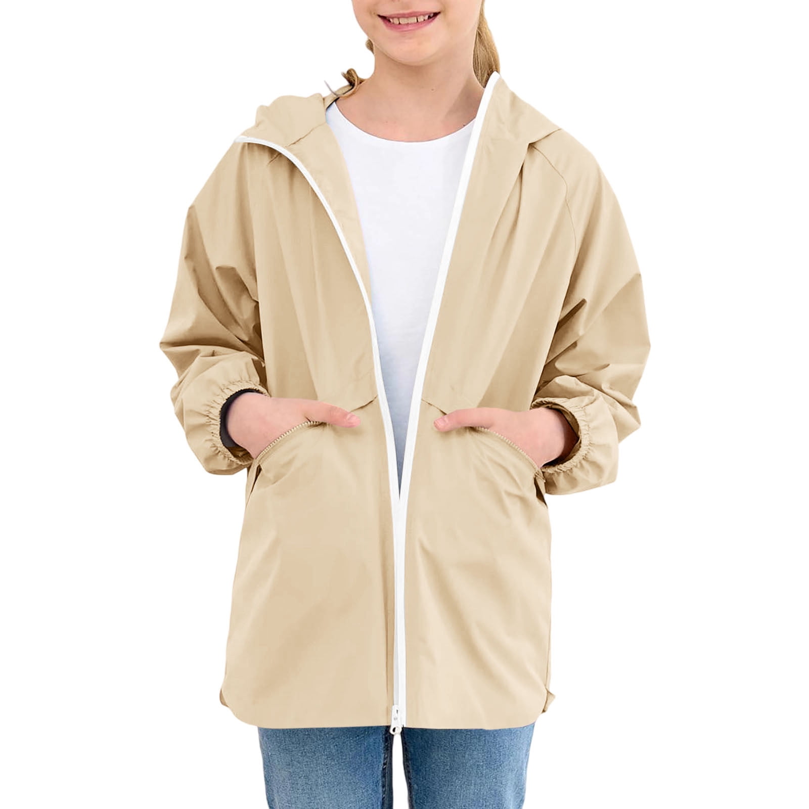 ATOGUTA Girls Rain Jackets Waterproof Rain Jacket Windbreaker Coat Kids ...