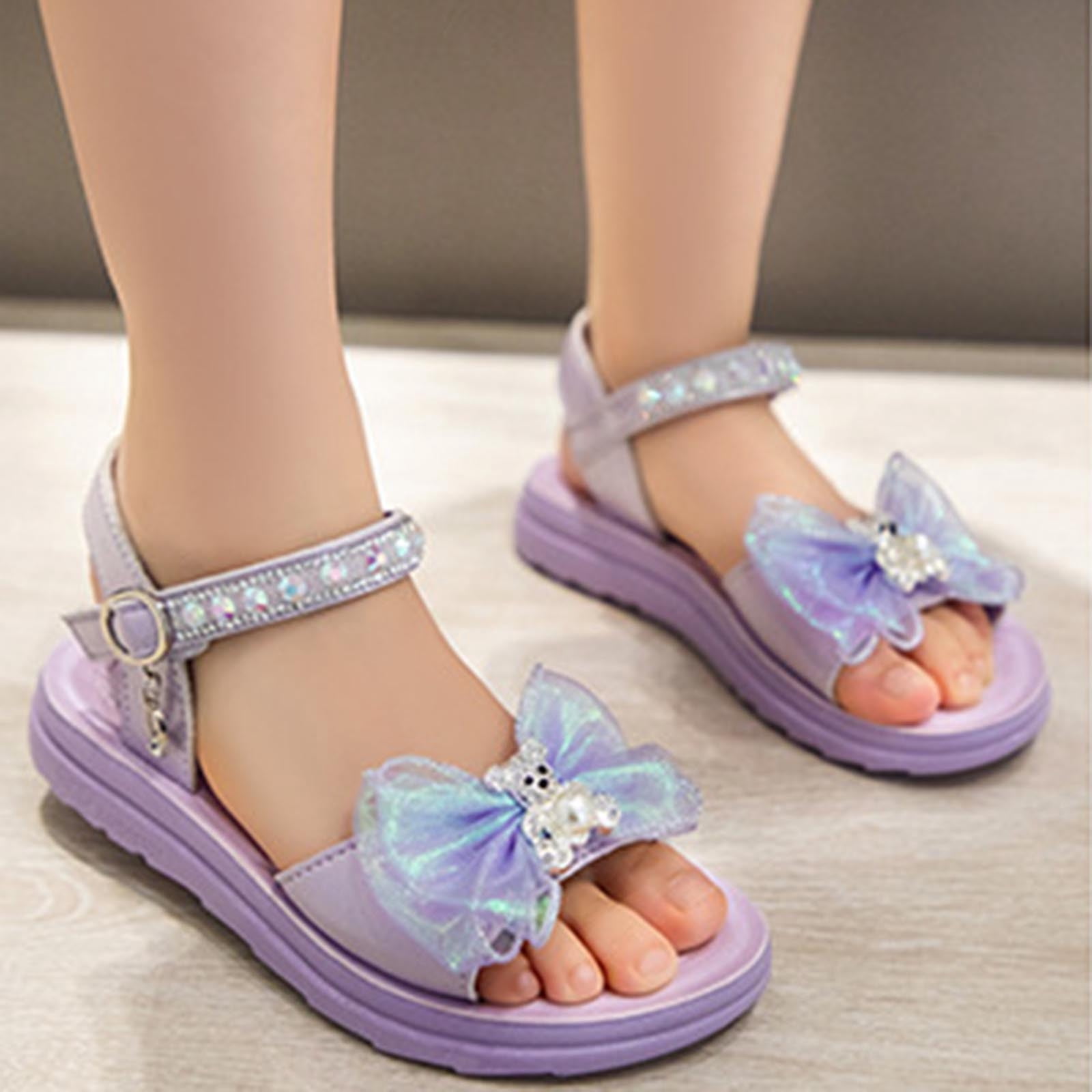 ATOGUTA Girls Sandals Purple Flower Girl Dress Shoes Open Toe Little ...
