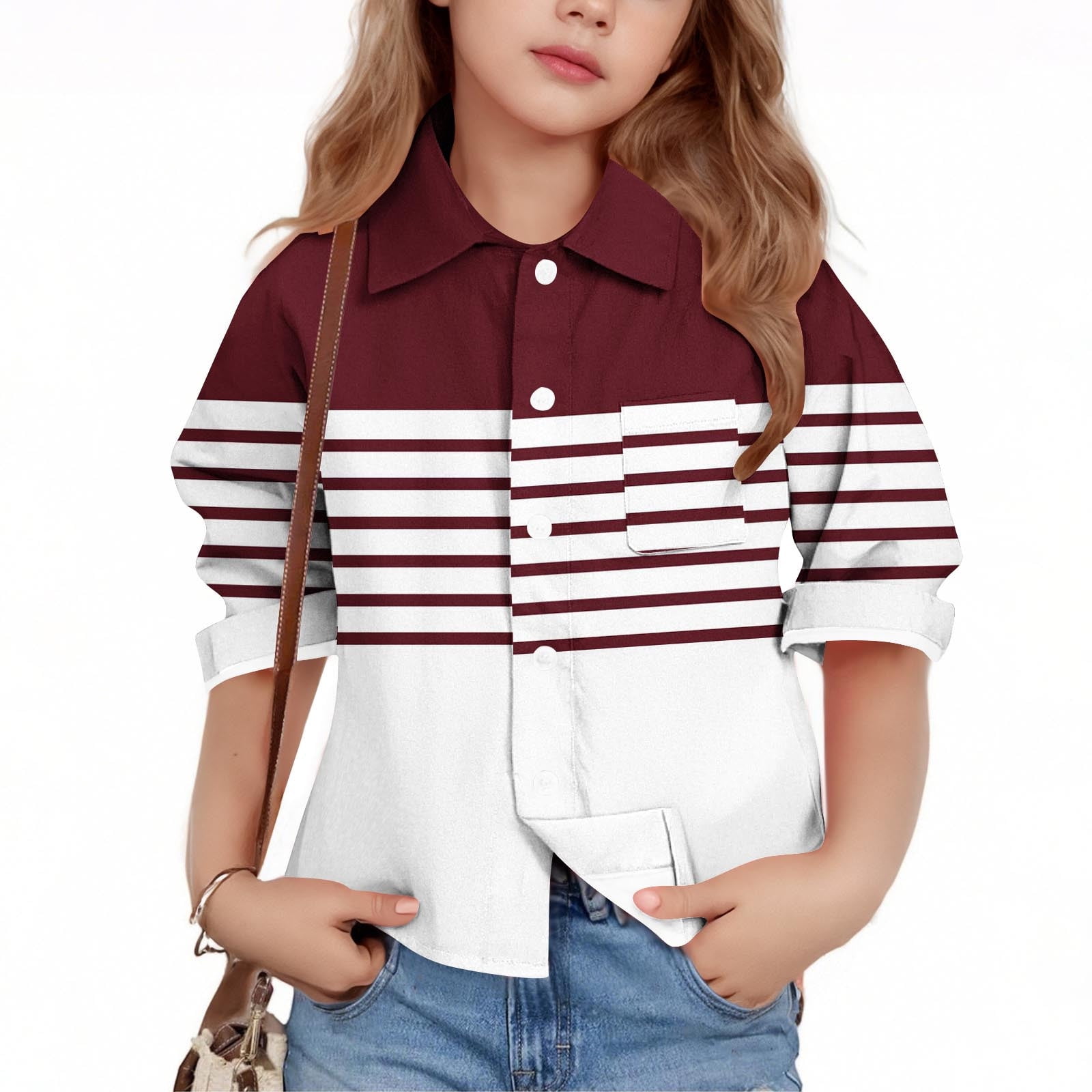 ATOGUTA Girls School Uniform Shirts Kids Long Sleeve School Uniform ...
