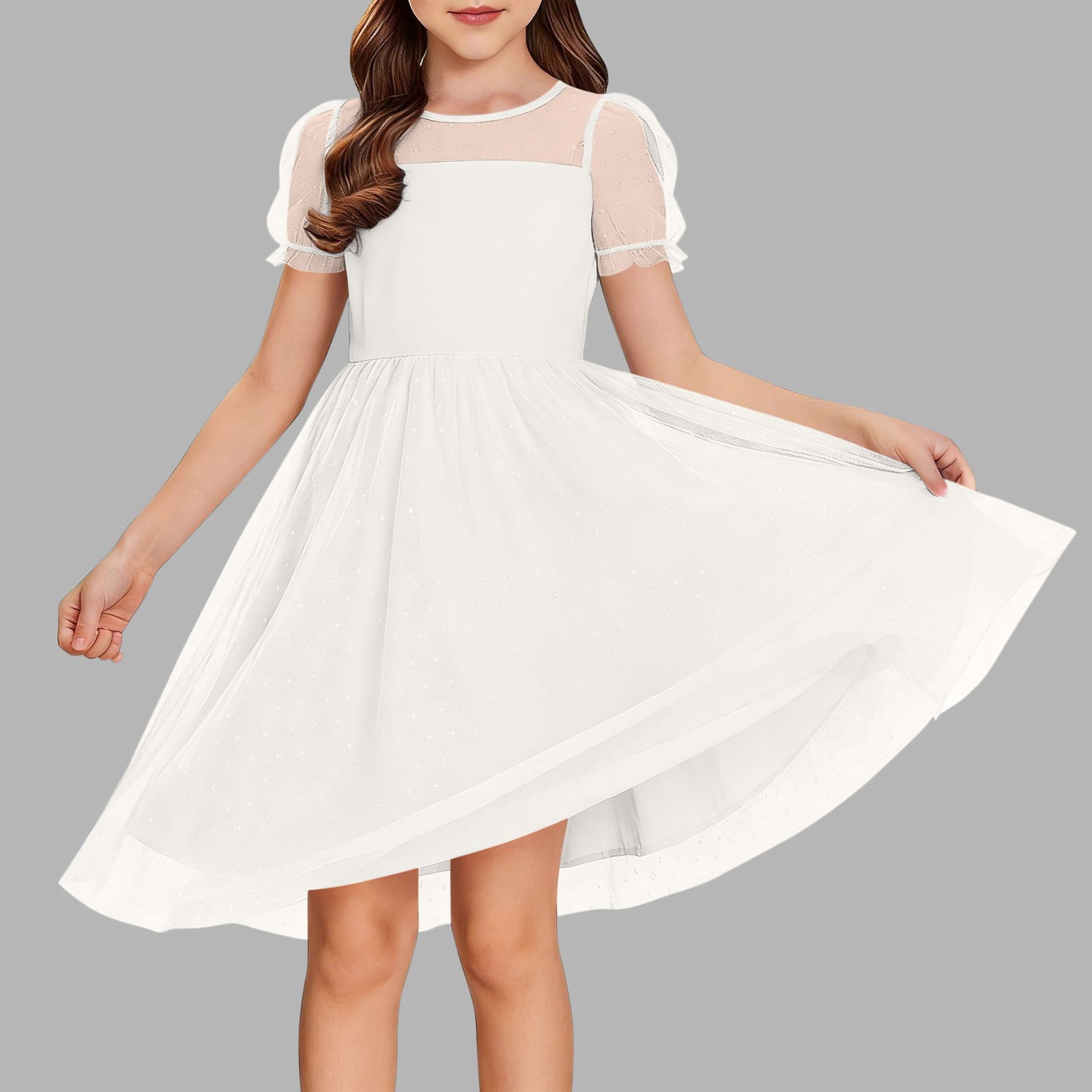 ATOGUTA Girls Semi Formal Dress Ruffle Tulle Tutu Dresses Cute Summer ...