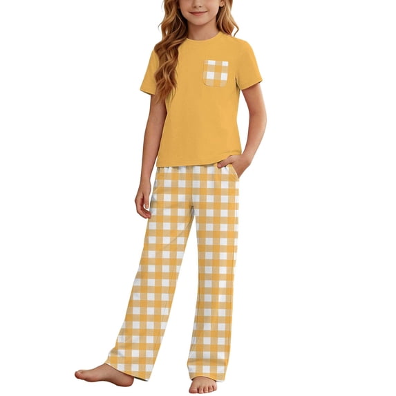ATOGUTA Girls Sets Ruffle Short Sleeves Crewneck Tops and Pants Cute ...