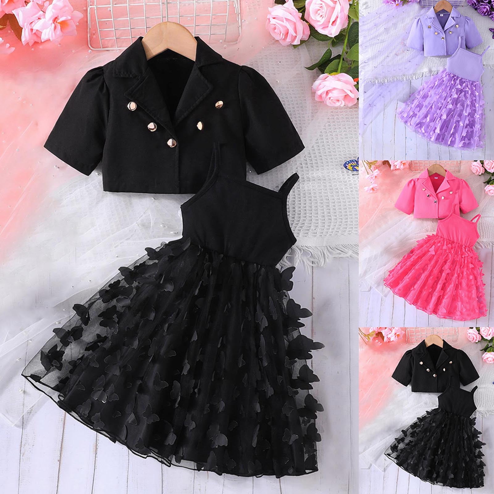 ATOGUTA Girls Short Sets 3T-9 Short Sleeve Button Front Blazer with ...