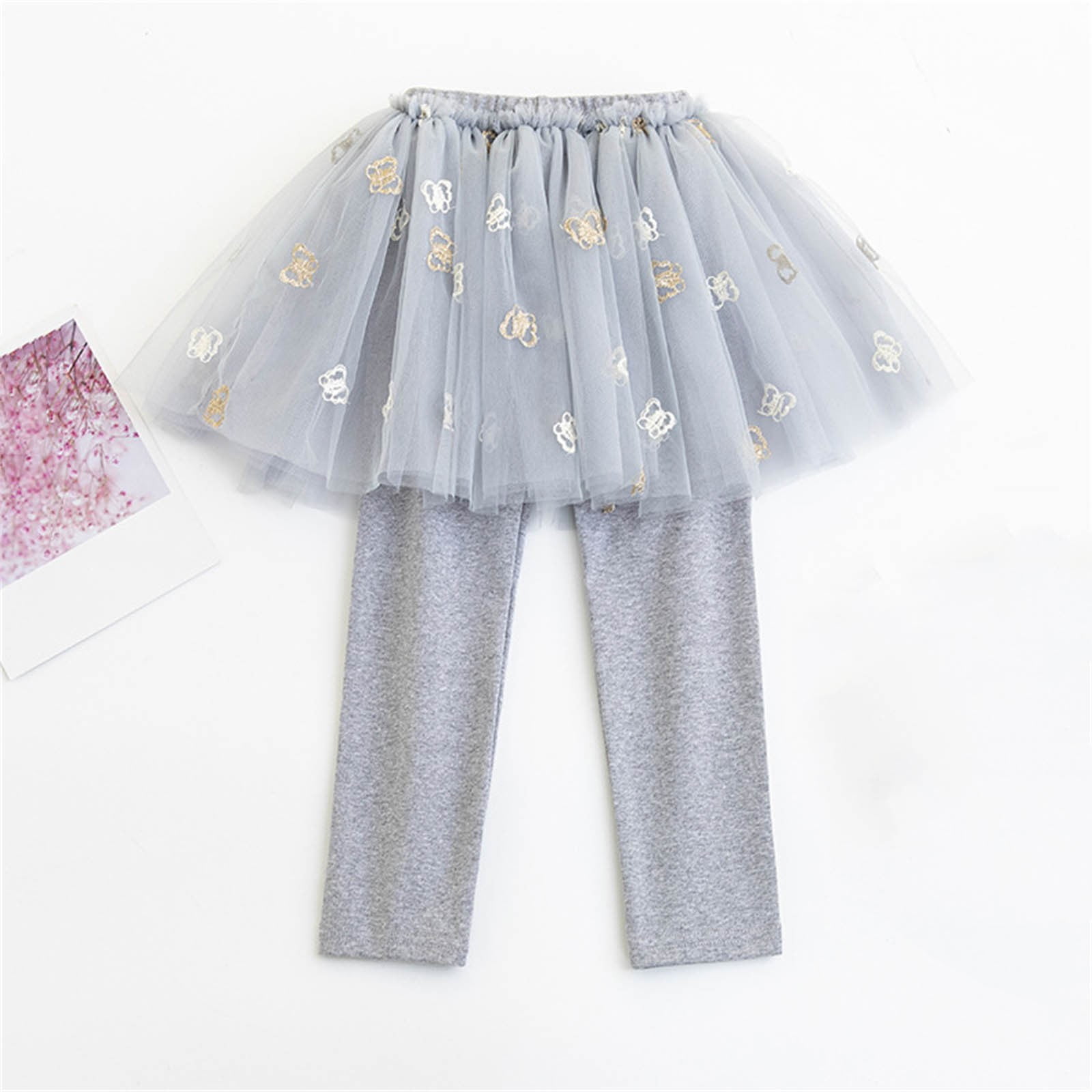 ATOGUTA Girls Skirt With Leggings Footless Sequined Tulle Skirt Pants ...