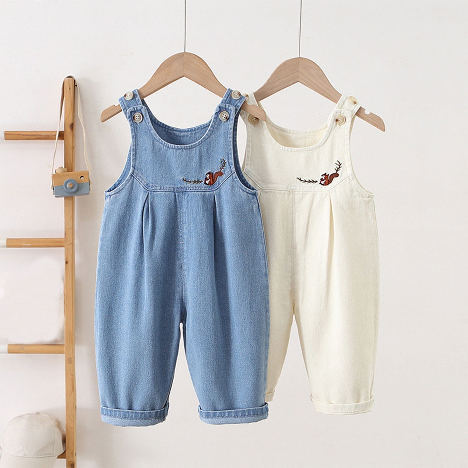 ATOGUTA Girls Sleeveless Jumpsuit Size 2T-8 Denim Bib Jumpsuit Girls ...