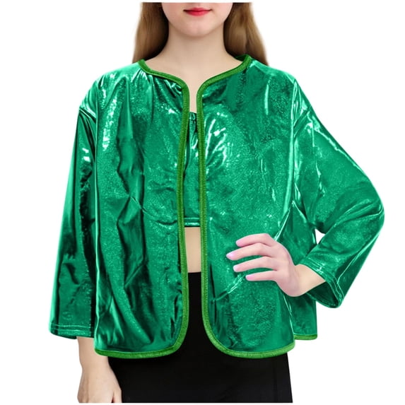 ATOGUTA Girls Stage Coat Long Sleeve Cardigan Hip-Hop Dance Party Stage ...