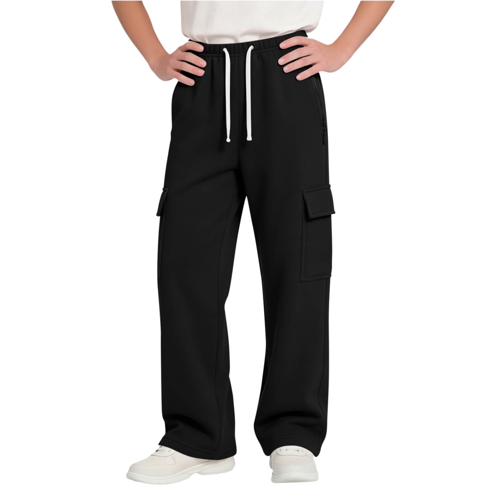 ATOGUTA Girls Straight Leg Pants School Uniform Pants Cozy Elastic ...