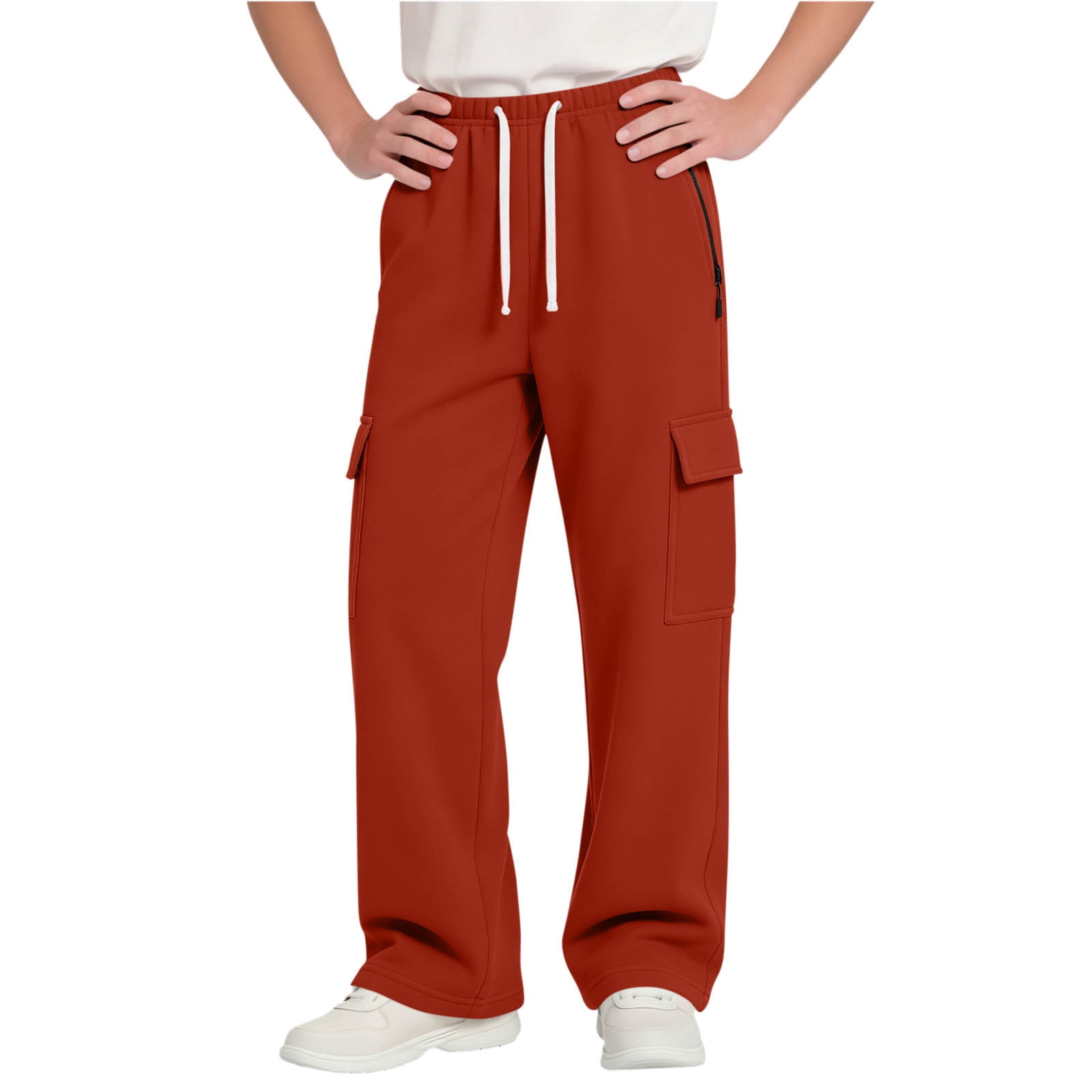 ATOGUTA Girls Straight Leg Pants School Uniform Pants Cozy Elastic ...
