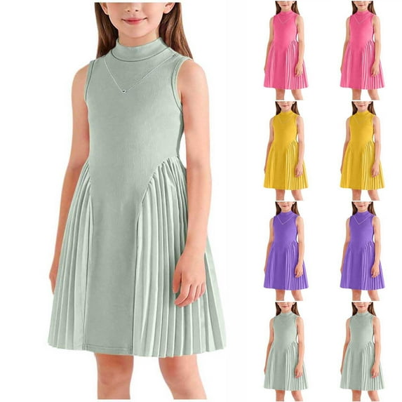 ATOGUTA Girls Summer Dresses Kids Sleeveless Party Birthday Prom Formal ...