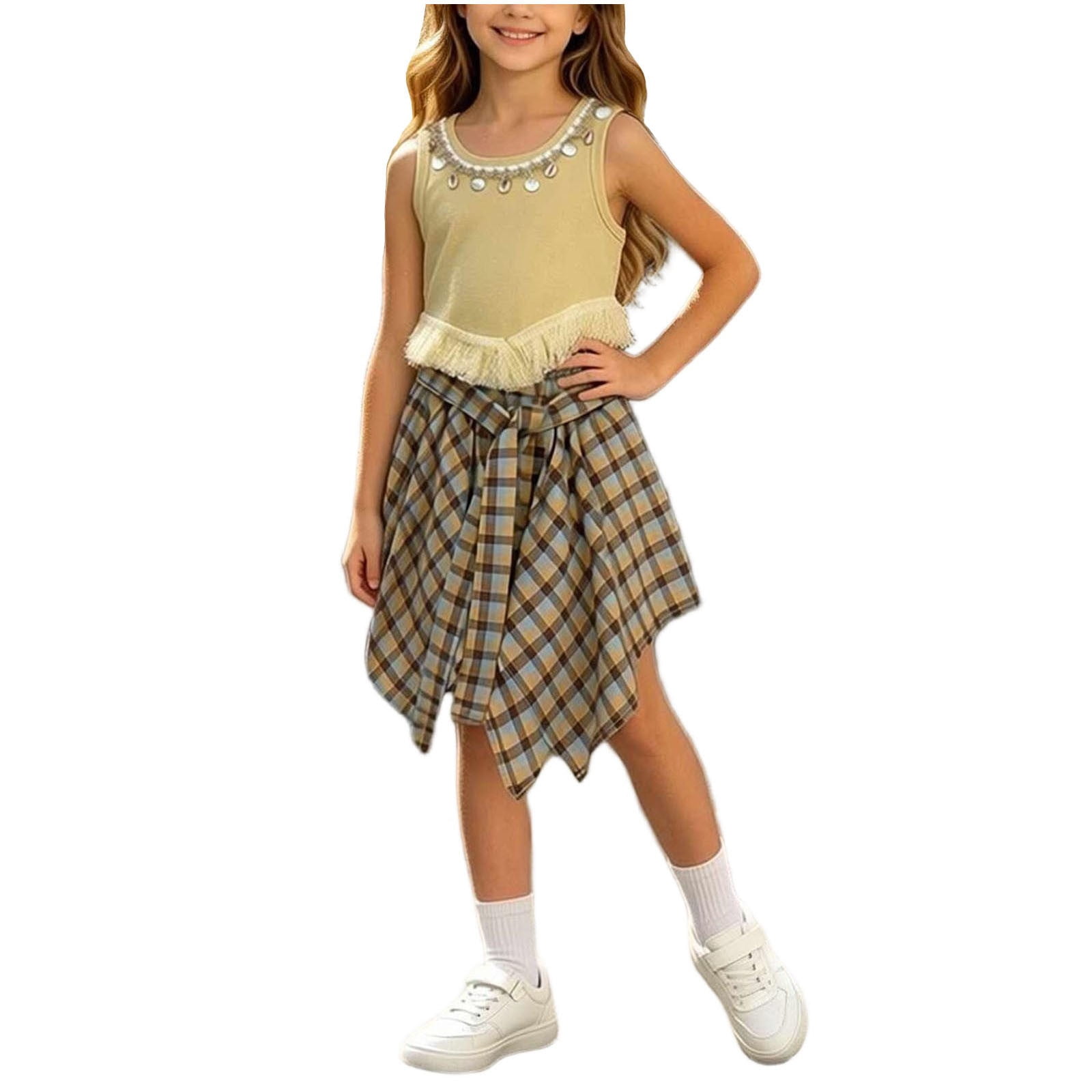 ATOGUTA Girls Summer Skirt Set Tank Top Pleated Skirt Tween Girl Trendy ...