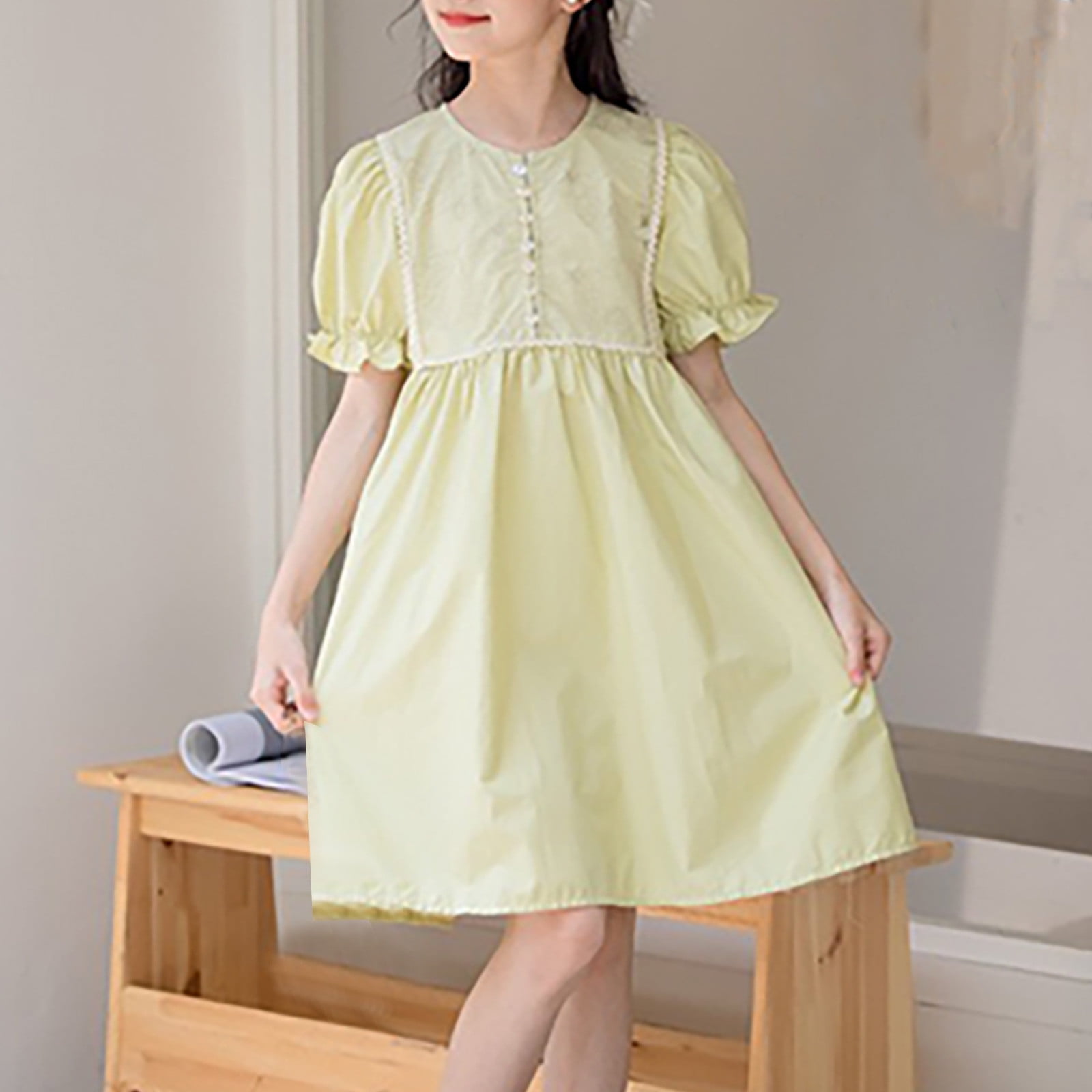 ATOGUTA Girls Sundresses Short Sleeve A-line Summer Holiday Birthday ...