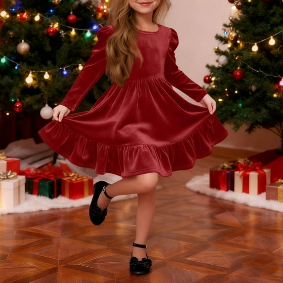 ATOGUTA Girls Sweat Dress Kids Long Sleeve Party Birthday Prom Formal ...