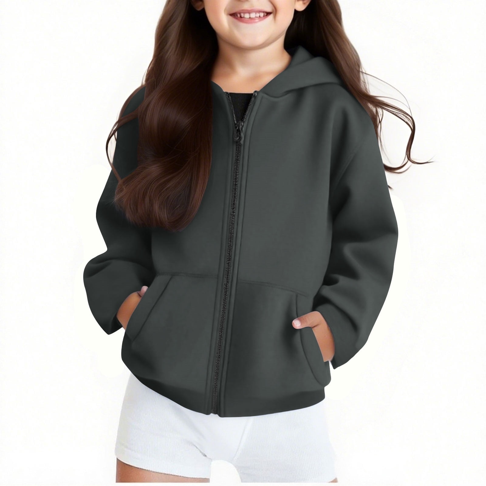 ATOGUTA Girls Sweatshirt Zip Up Hoodie Sweatshirt with Pockets Long ...