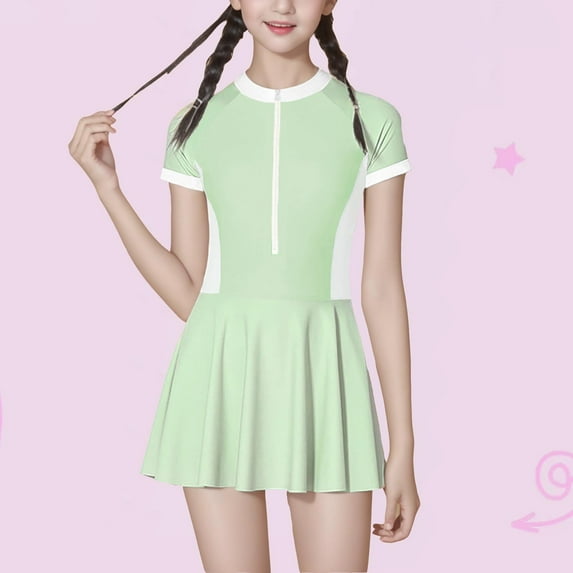 ATOGUTA Girls Swim Dress Short Sleeve Rash Guard Bathing Suits Cute ...