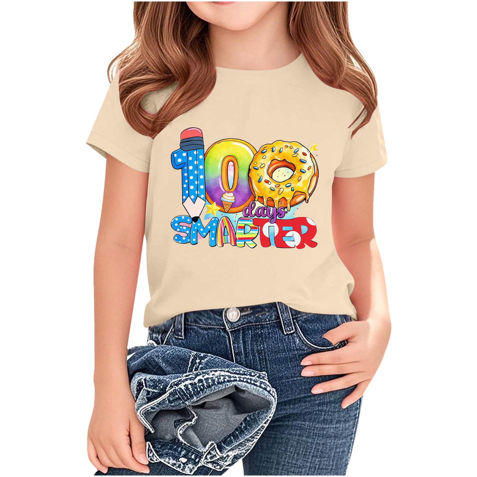 ATOGUTA Girls T-Shirt Short Sleeve Tops Kids Summer T Shirts Crewneck ...