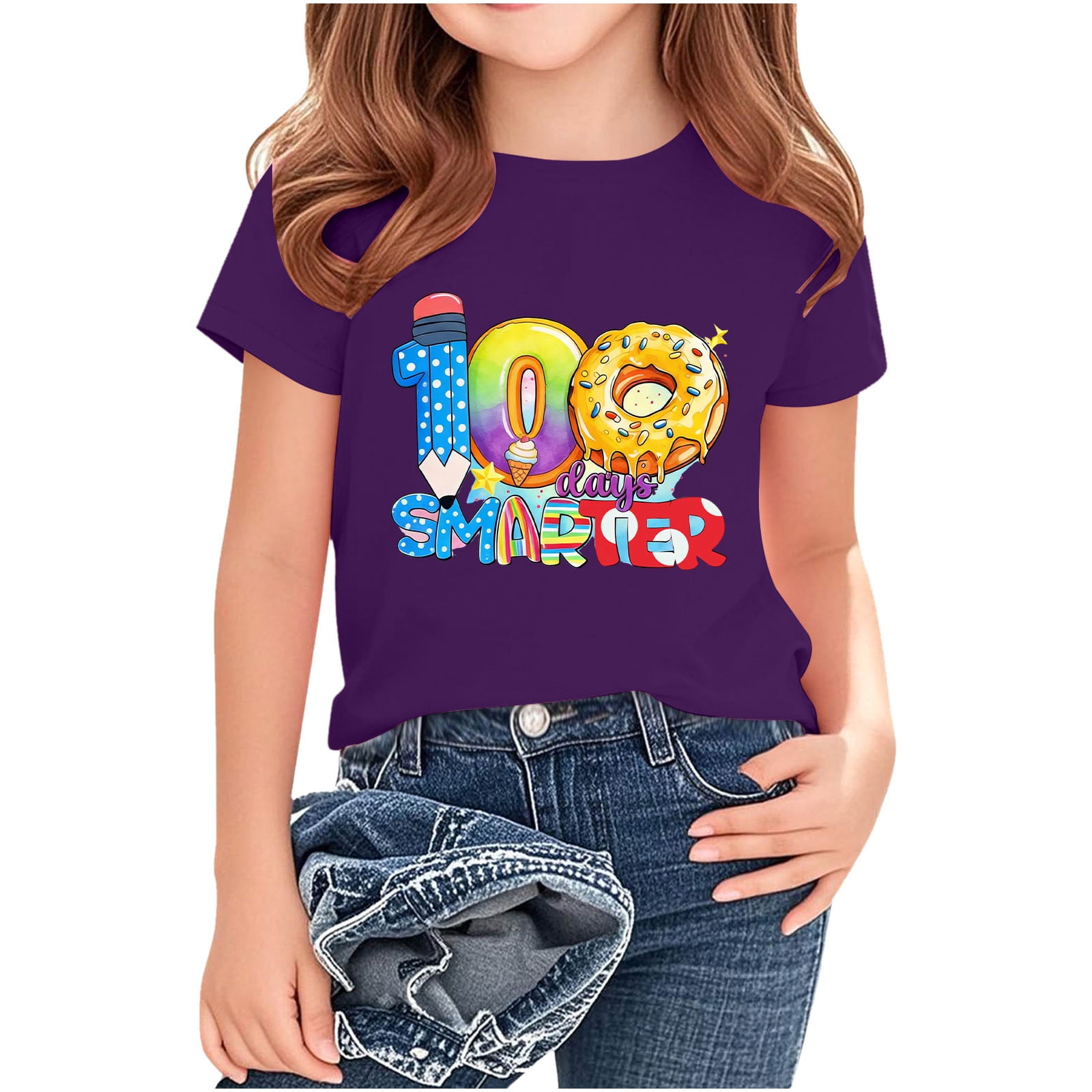 ATOGUTA Girls T-Shirt Short Sleeve Tops Kids Summer T Shirts Crewneck ...