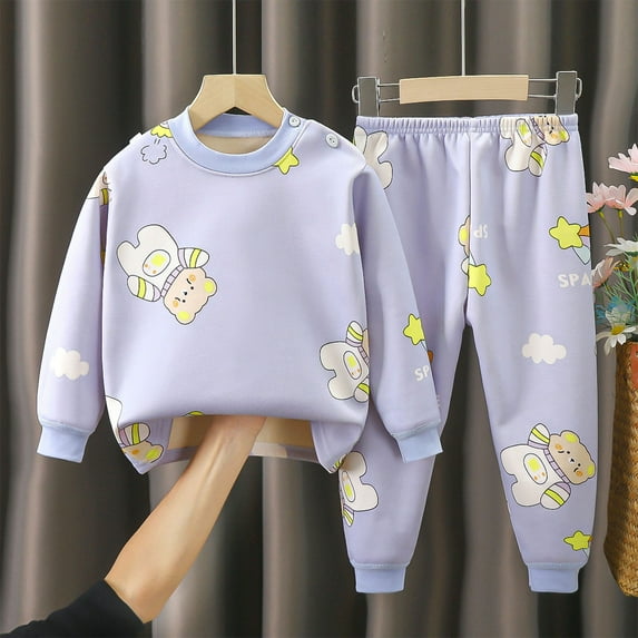 ATOGUTA Girls Thermal Outfit Fleece Lined Long Johns Base Layer Top and ...