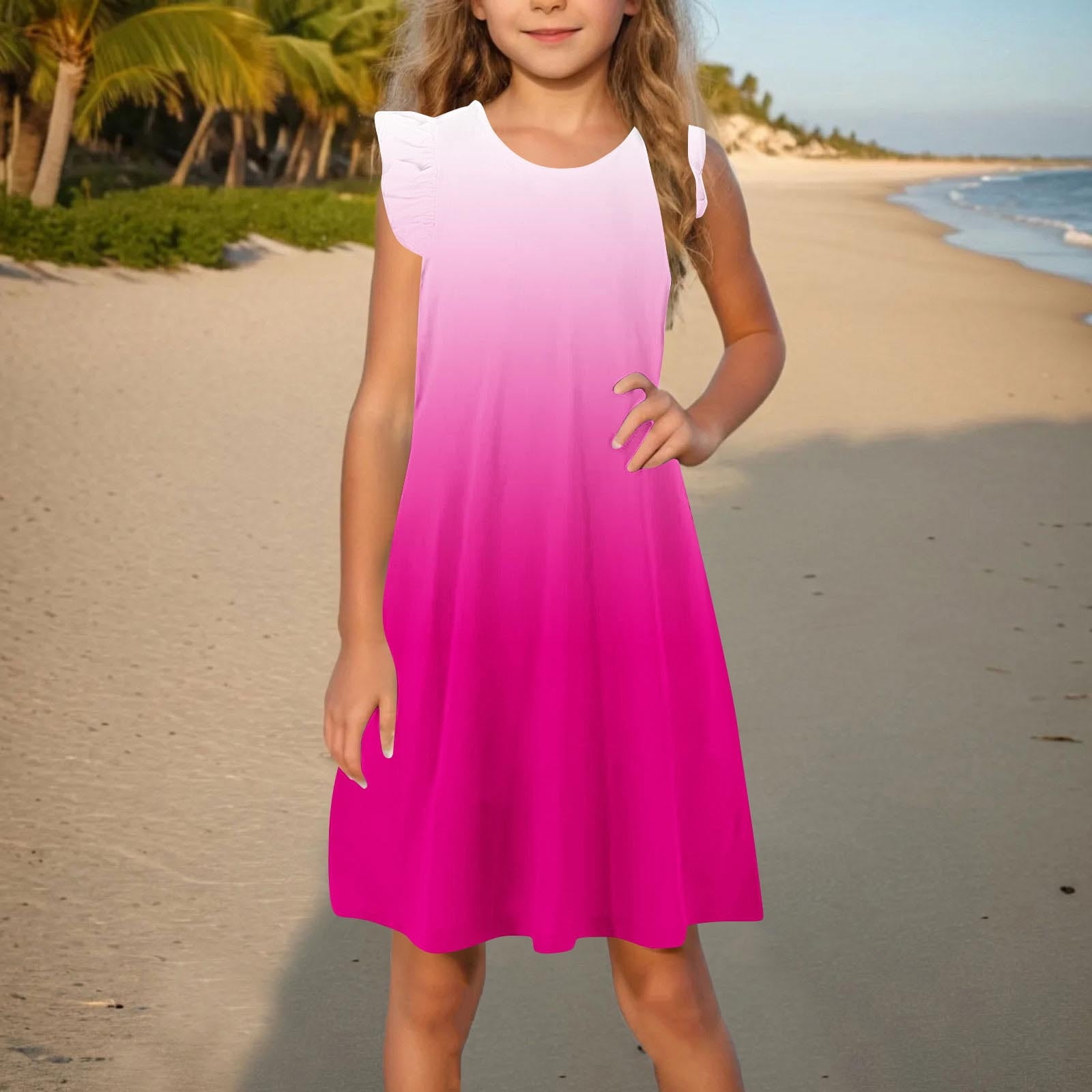 ATOGUTA Girls Tie-Dye Dresses 4T-14 Sleeveless Casual Twirly Birthday ...