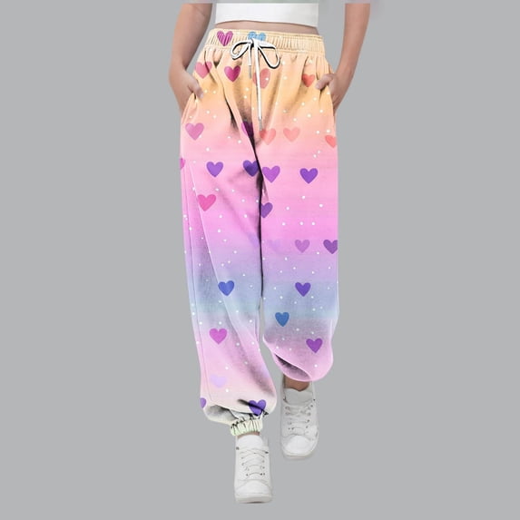 ATOGUTA Girls Unifom Sweatpants Valentine's Day Active Joggers Soft ...