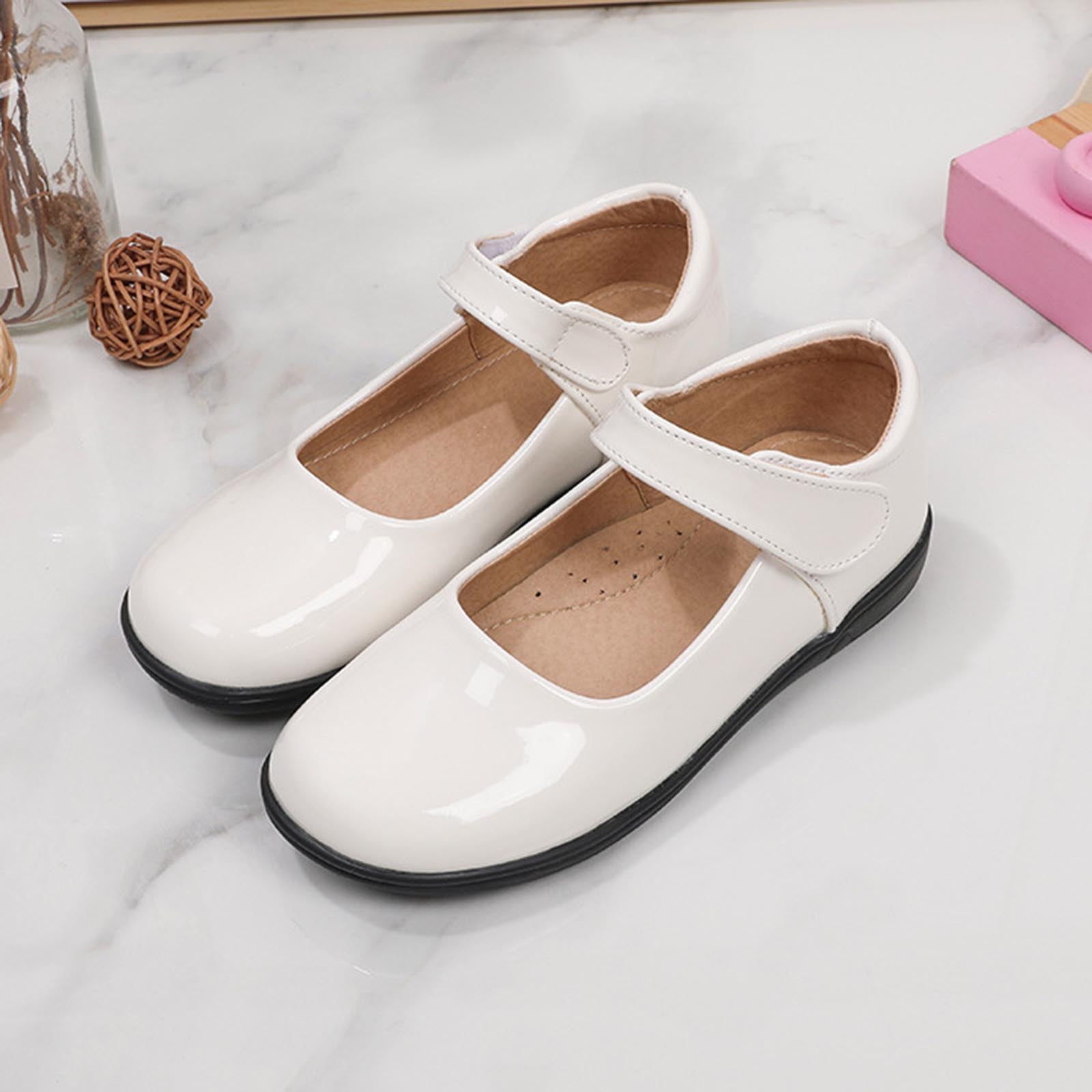 ATOGUTA Girls' Uniform & School Shoes White Ballet Flats Flats for ...