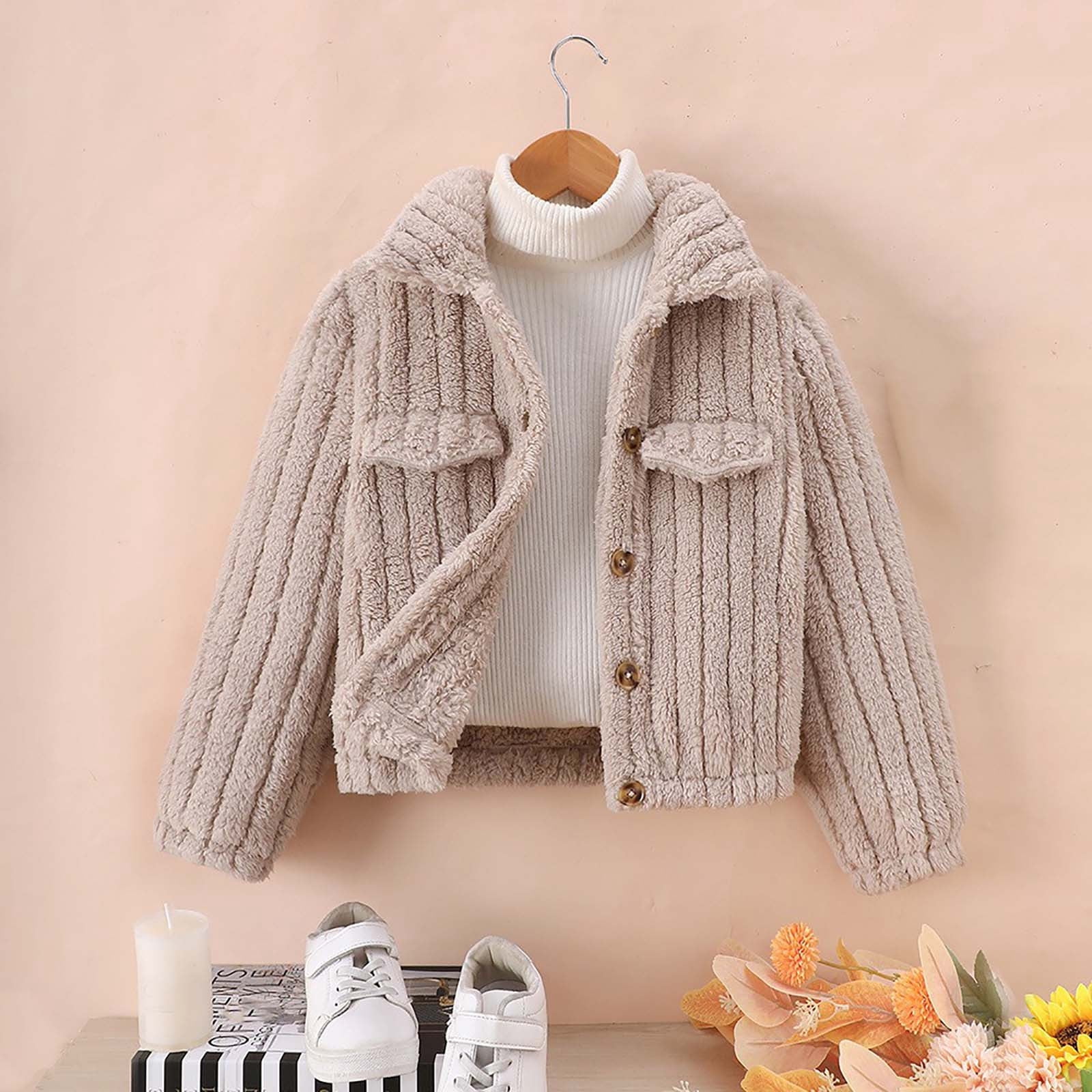 ATOGUTA Girls Winter Coat Kids Fleece Coat Soft Fall Winter Warm ...