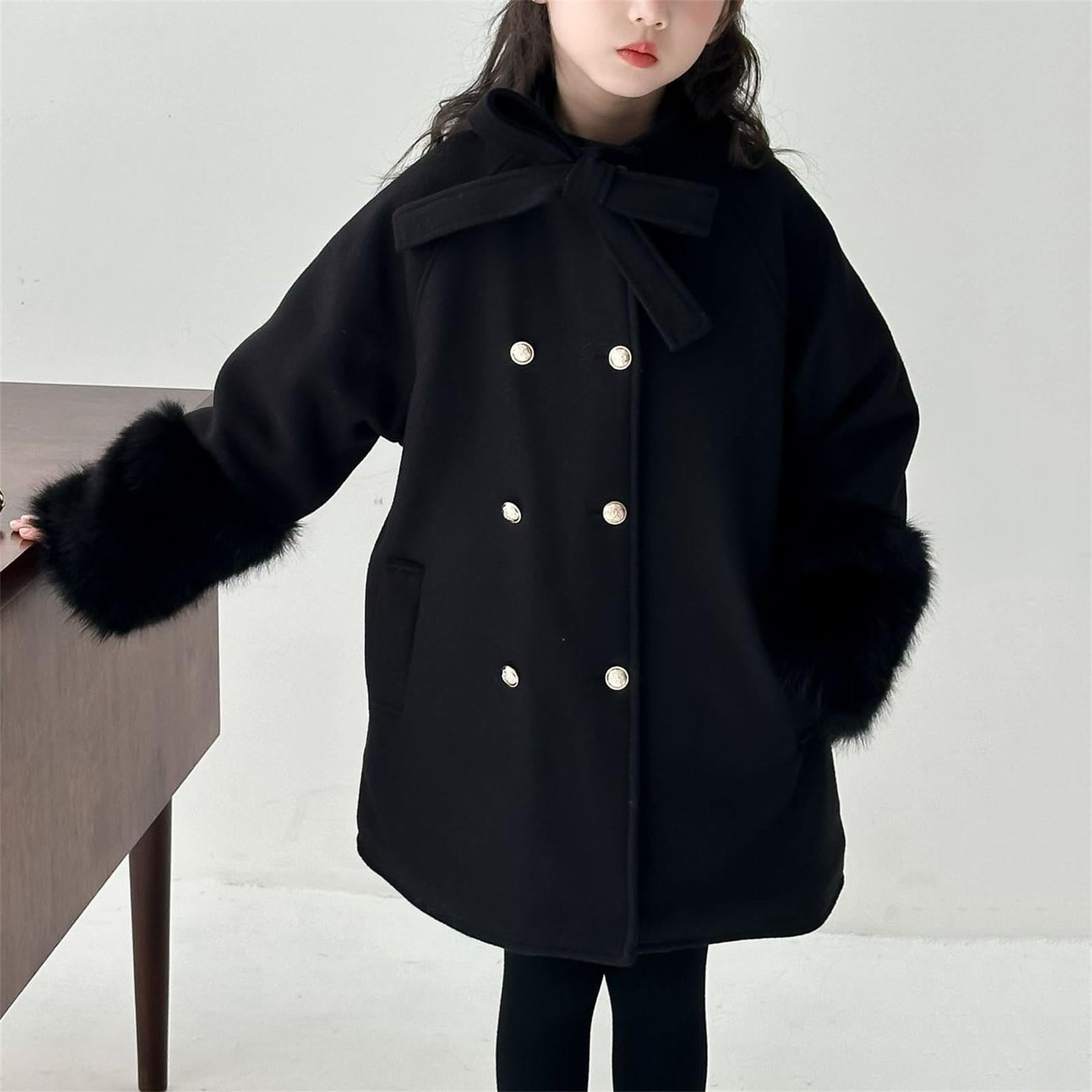 ATOGUTA Girls Winter Dress Coat Kids Wool Lapel Long Button Jackets ...