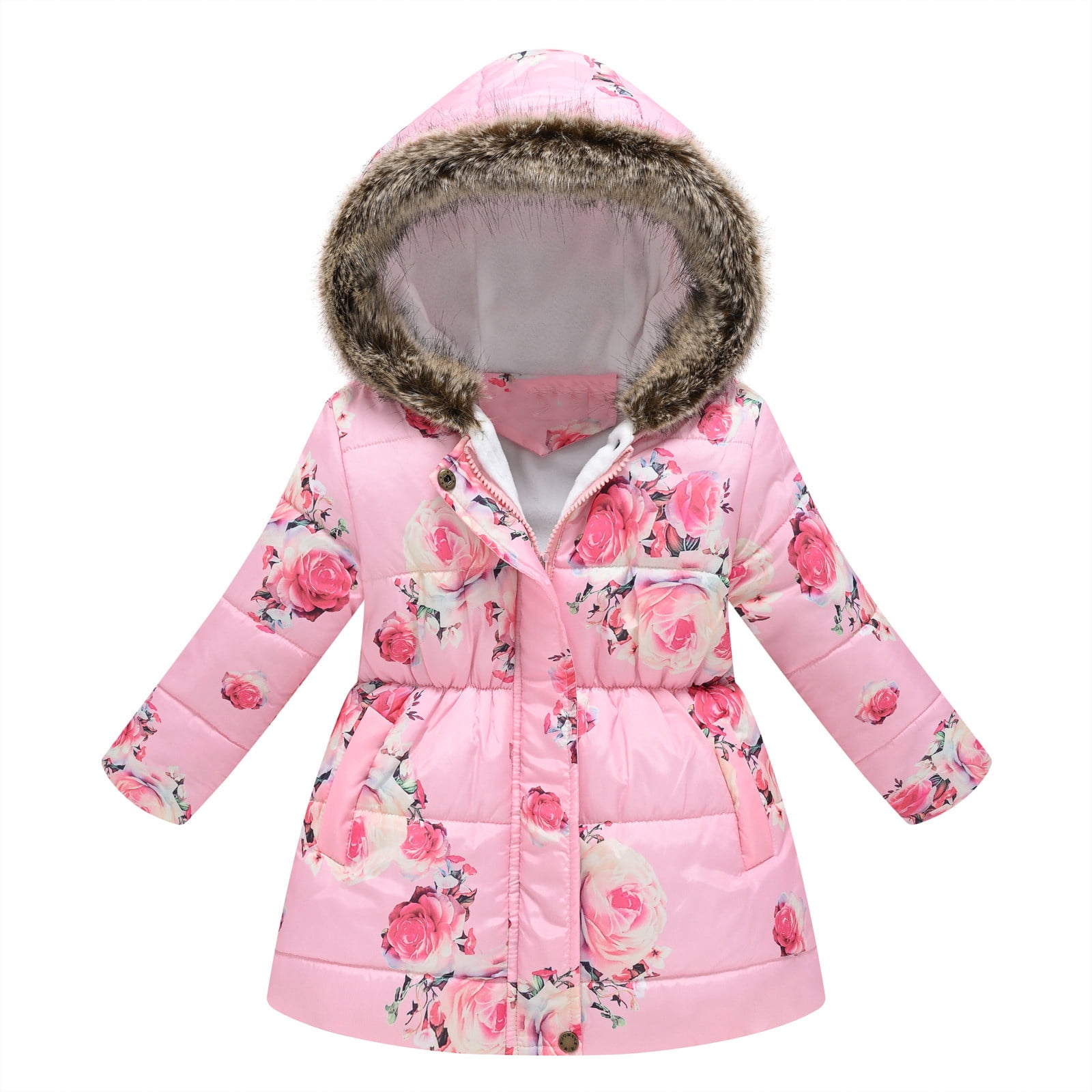 ATOGUTA Girls' Winter Jacket Quilted Puffer Parka Coat Sherpa Fleece ...
