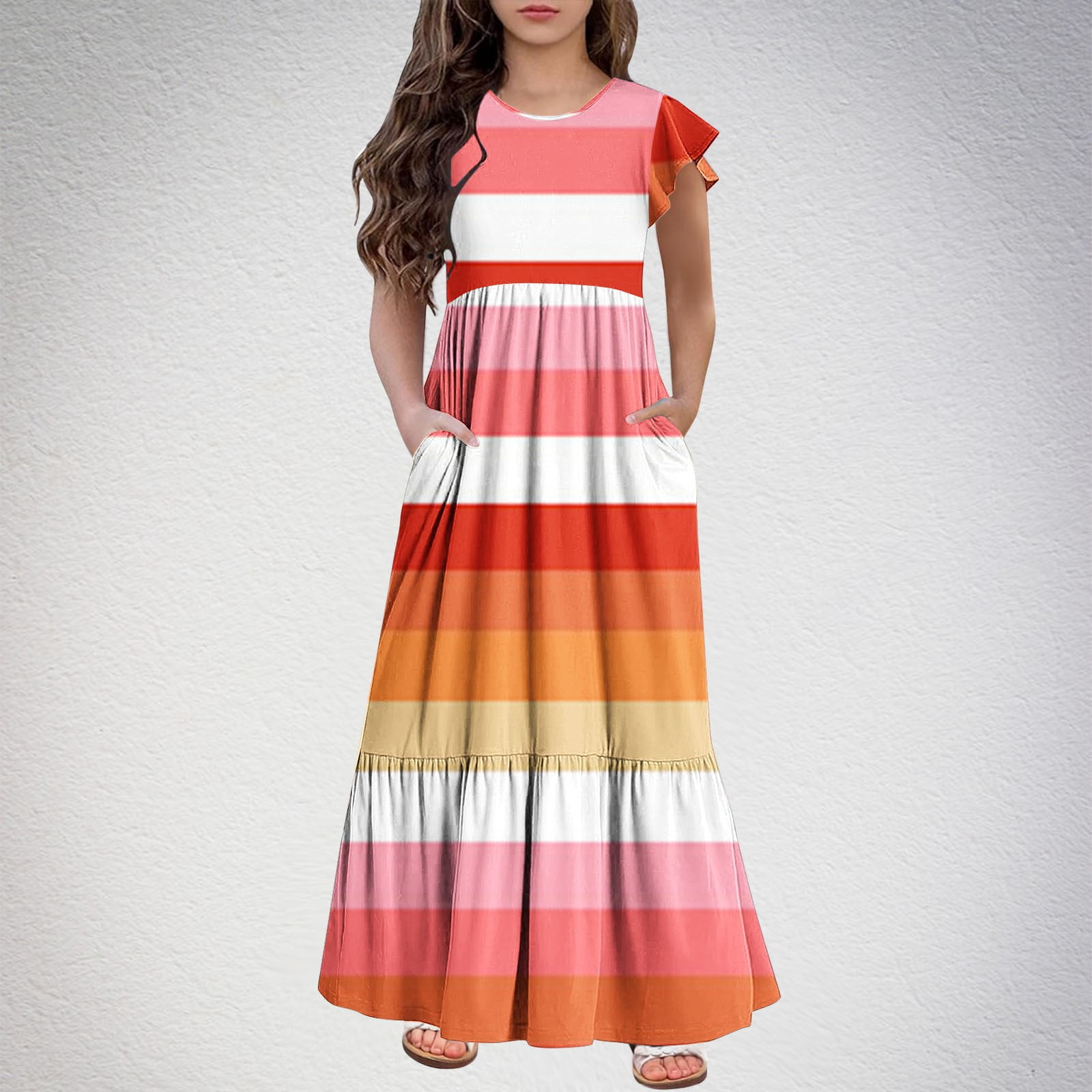 ATOGUTA Graduation Dress for Girls Elegant Crew Neck Ruffle A-Line ...