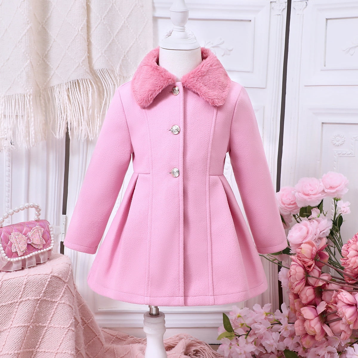 ATOGUTA Jacket for Teen Girl Dress Coat Wool Peacoat with Lapel Pockets ...