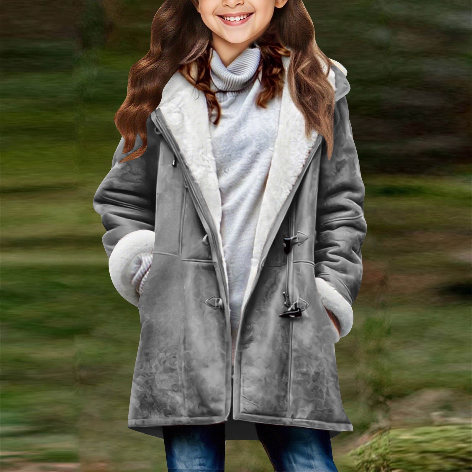 ATOGUTA Jackets Girl Fleece Jacket Fall Winter Full Zip Fuzzy Coat ...