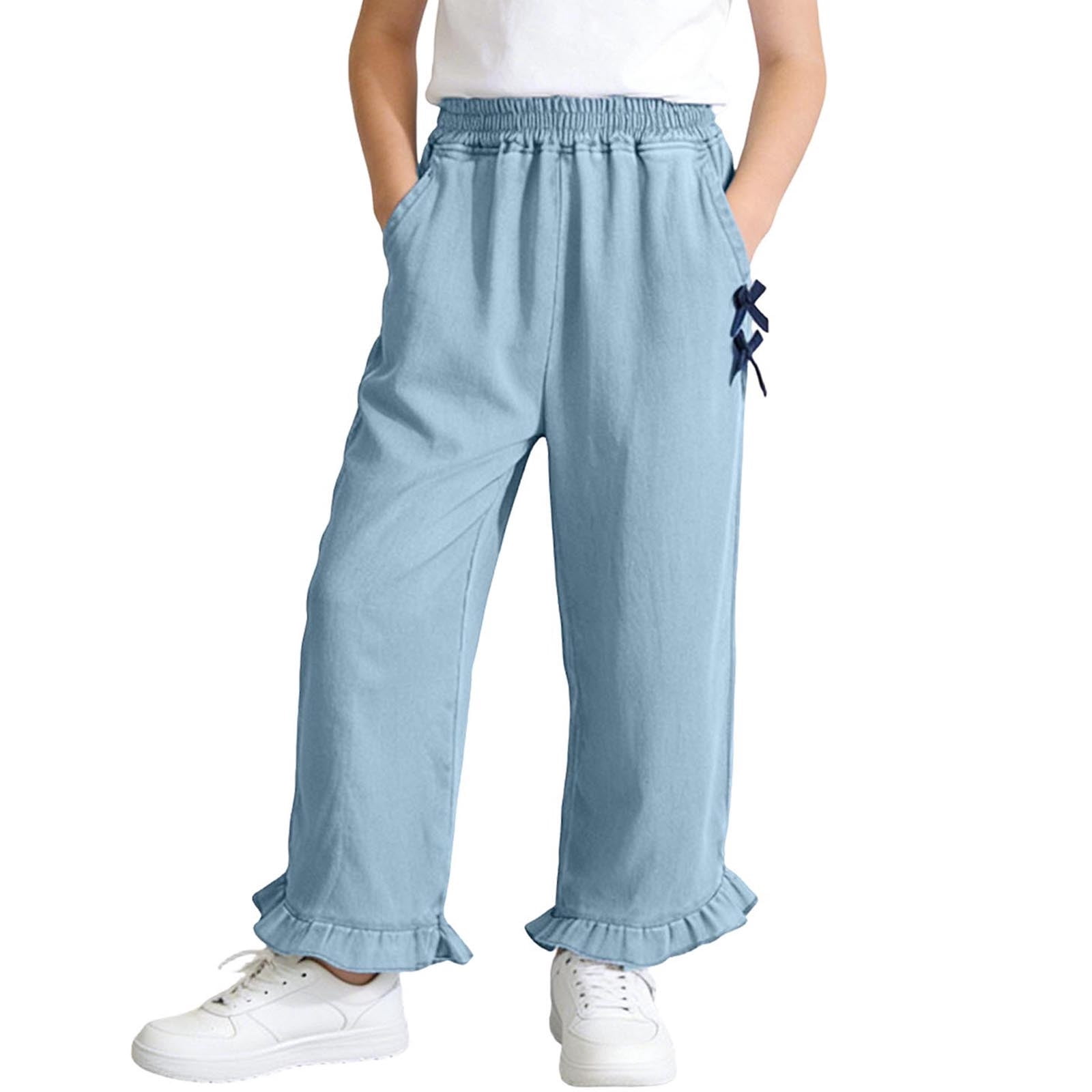 ATOGUTA Jeans for Girls Kids Uniform Pants School Bell Bottoms Clothes ...