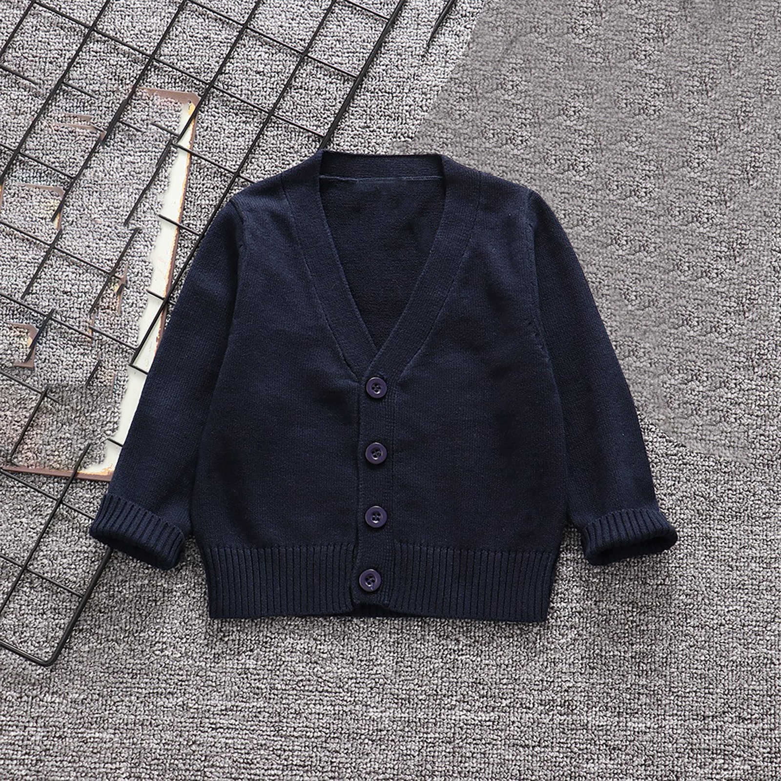 ATOGUTA Kids Boy Girl School Uniform Cardigan Sweaters V-Neck Basic ...