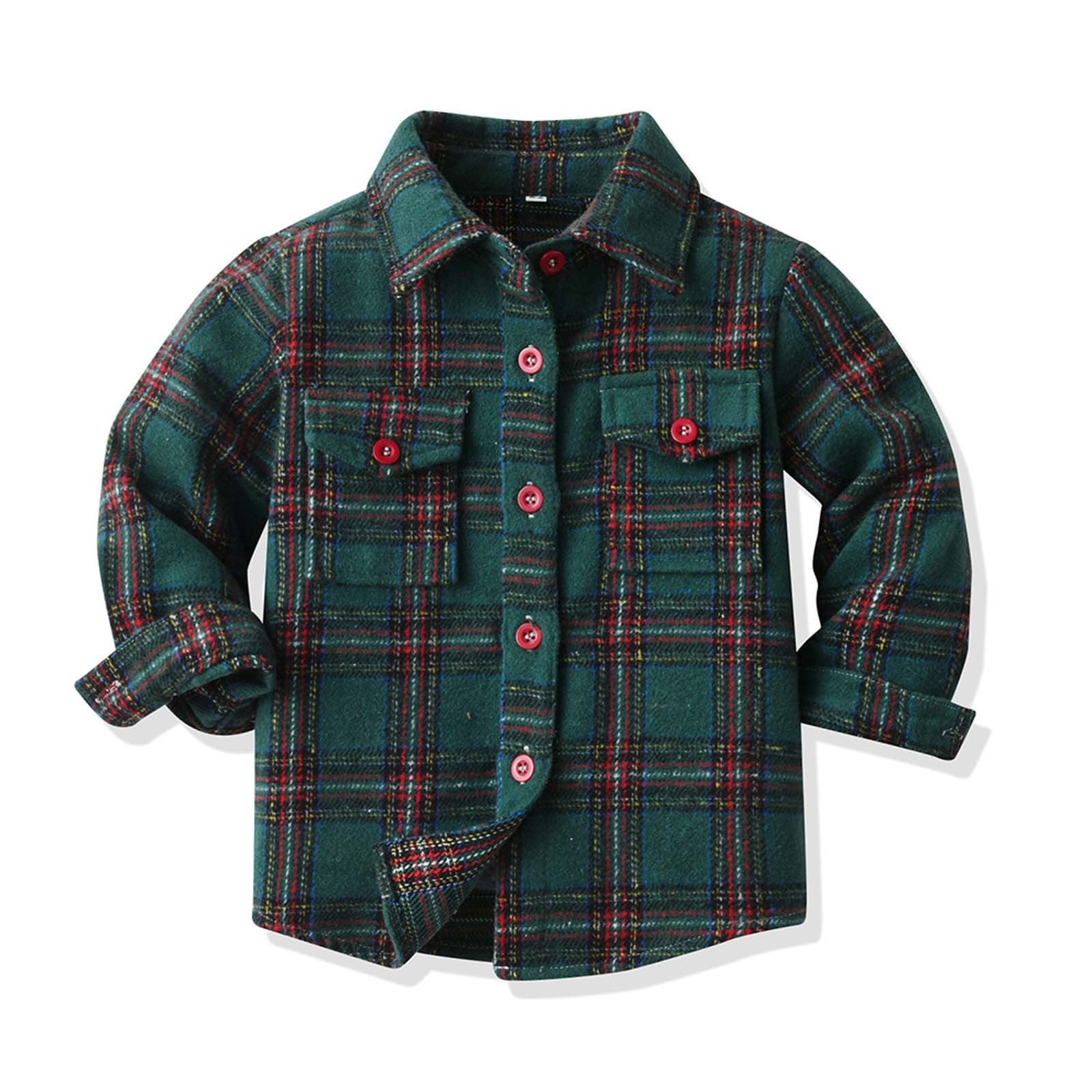 ATOGUTA Kids Boys Plaid Jackets Fashion Button Down Shirts Long Sleeve ...
