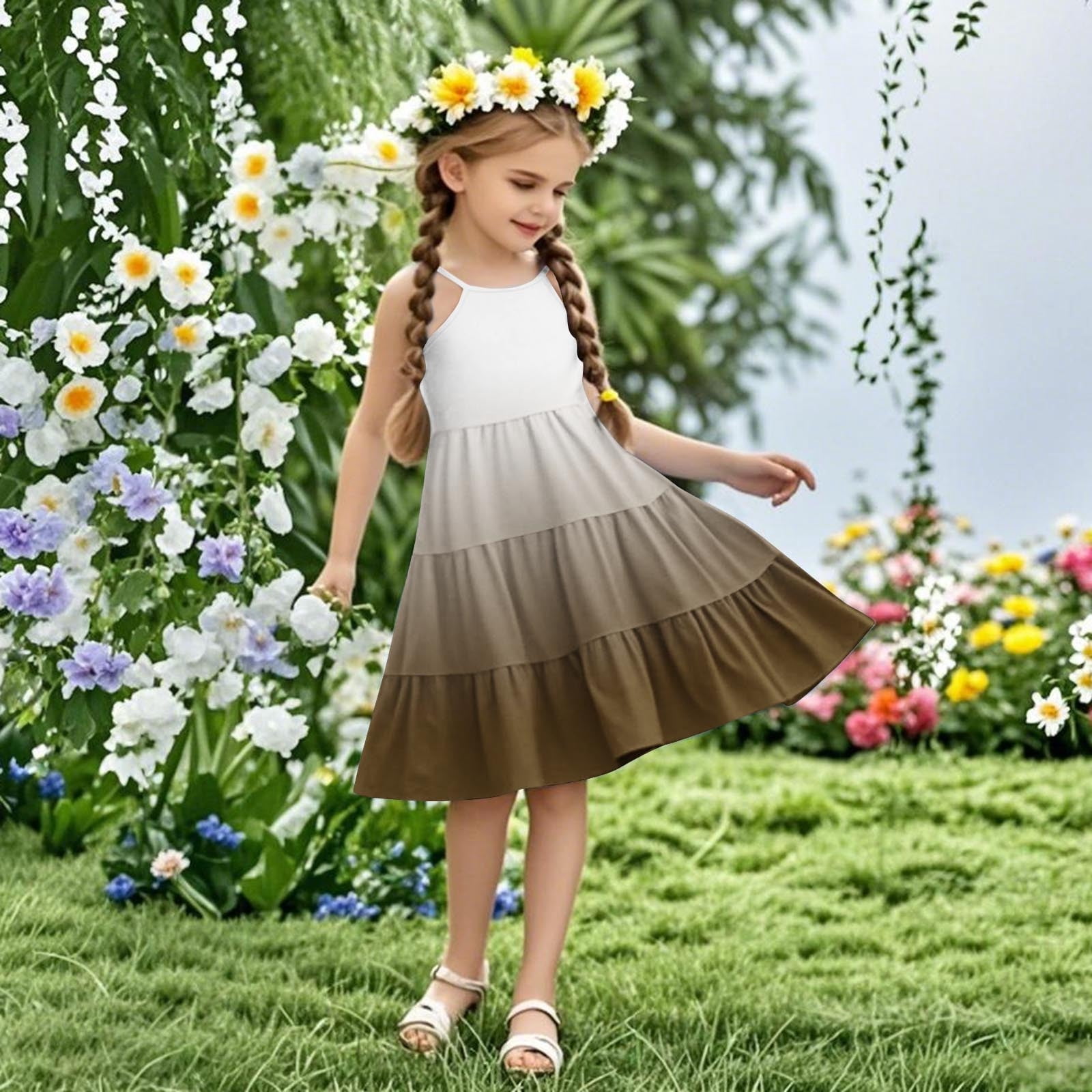 ATOGUTA Kids Dress Clothes for Play Sleeveless Summer Cami Dress Kids ...